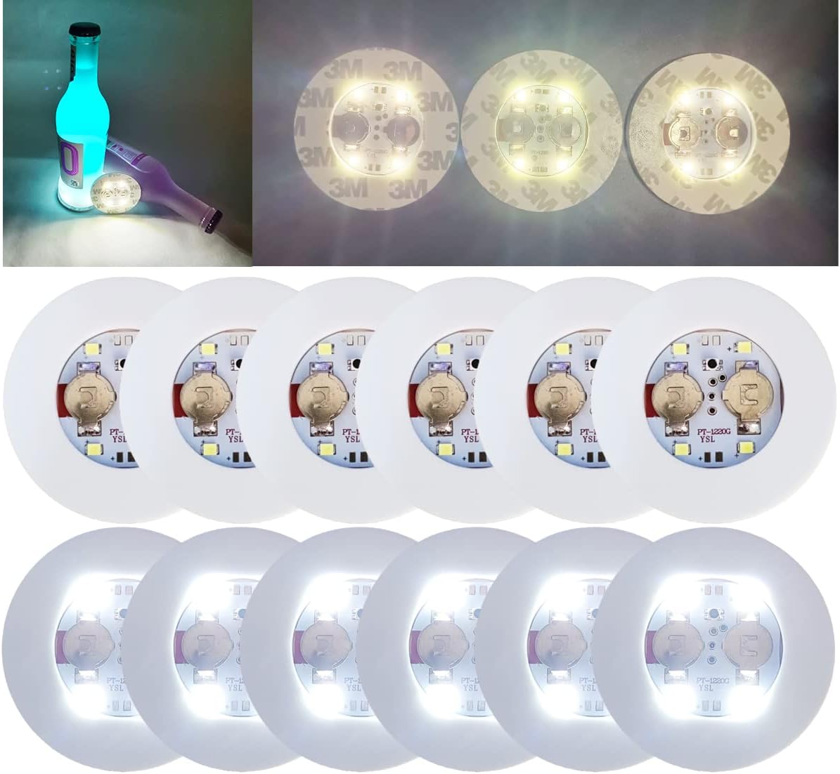 Amazon.com: Light Up Drink Coasters (Set of 6) - Multi-Color LED Drink ...
