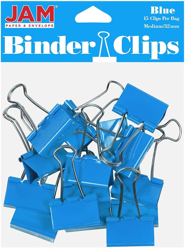 Amazon.com : Medium Binder Clips Blue Color 1-1/4" / 1.25 inches / 32 ...