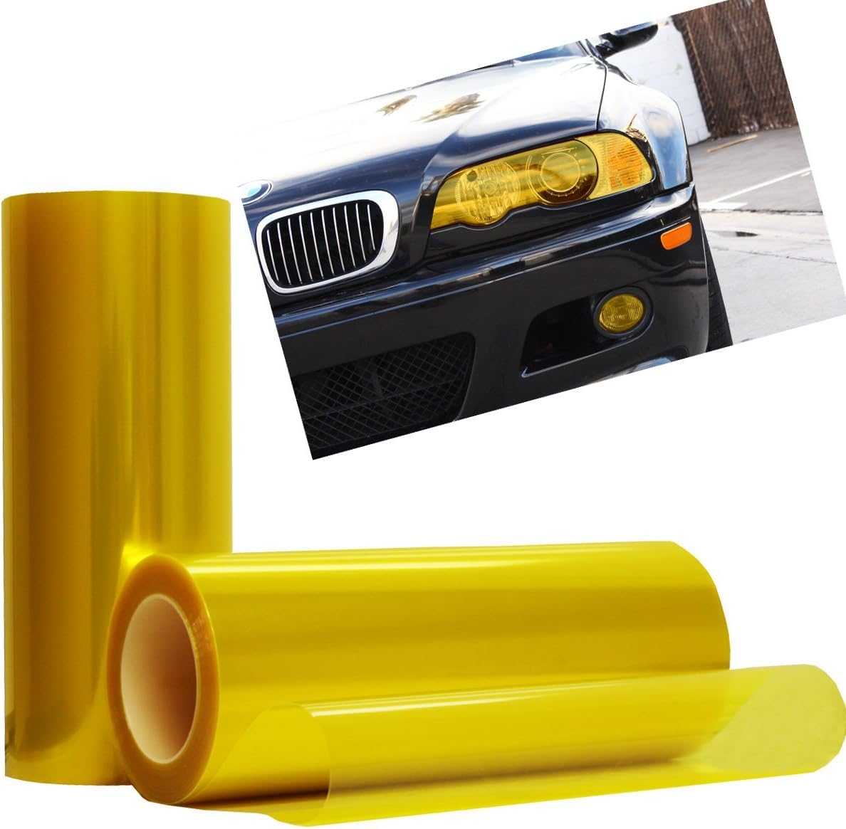 HOMSUN Car Bike Light Tint Film Yellow Tint Vinyl Film Gloss Headlight ...