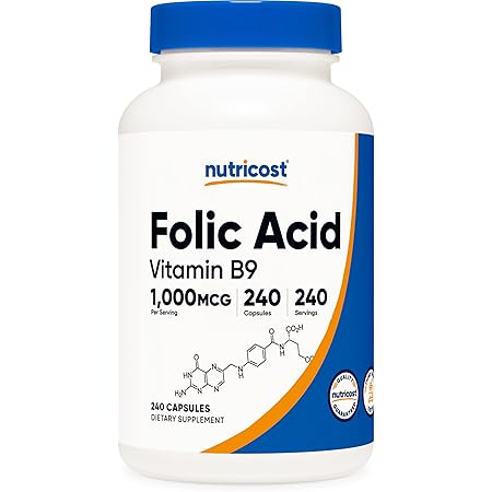 Amazon.com: Amazing Formulas Folic Acid 1000 mcg (1 mg) 240 Tablets ...