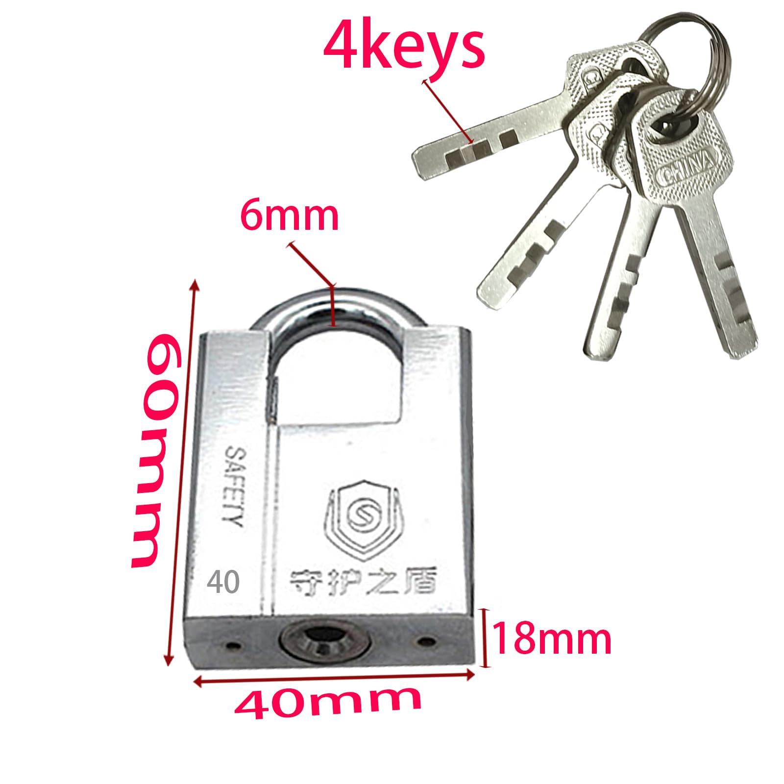 Snapklik.com : ZHEHUA 40mm Stainless Steel Shrouded Hardened Padlock ...