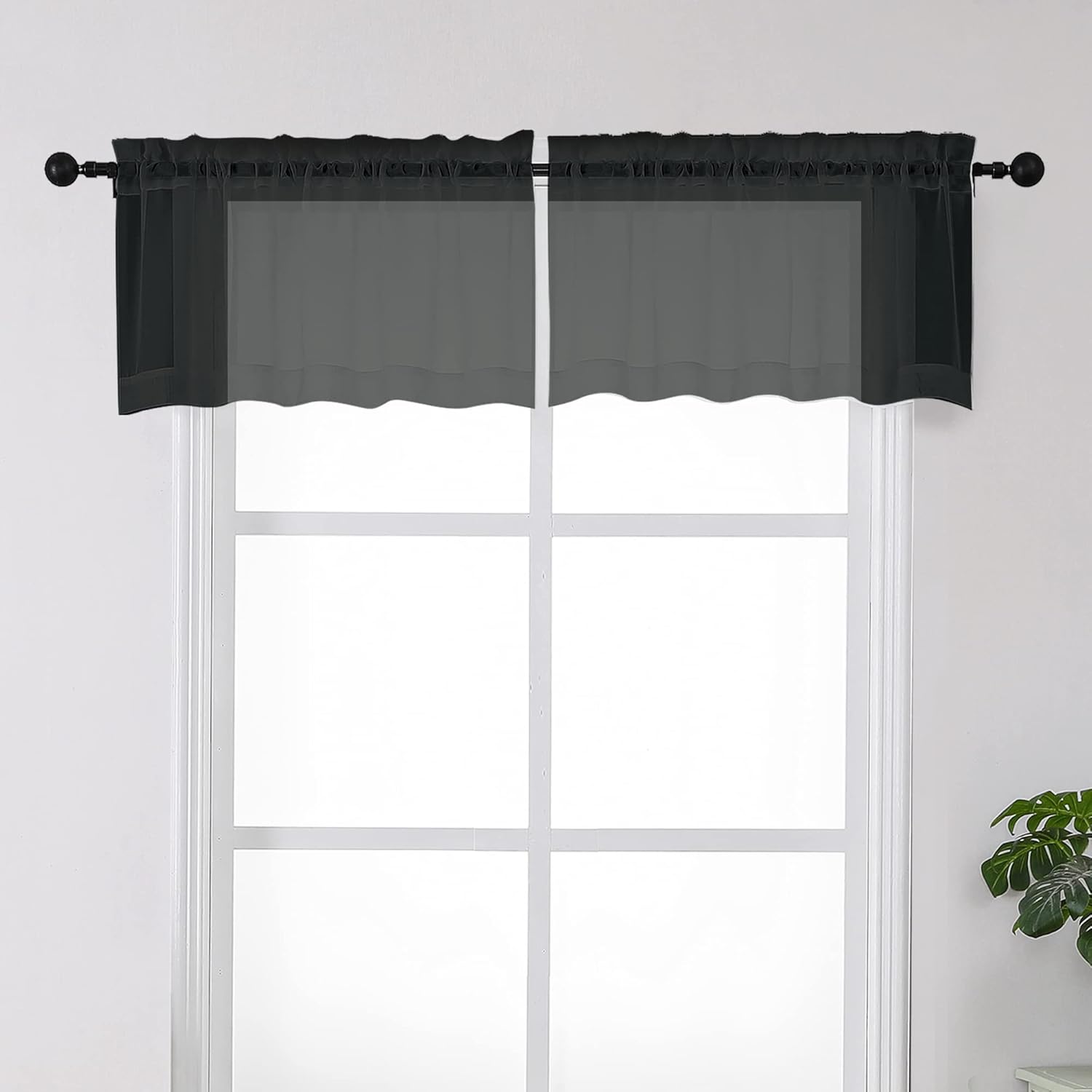 Amazon.com: Simplebrand Black Valances 14 Inches Long for Living Room ...
