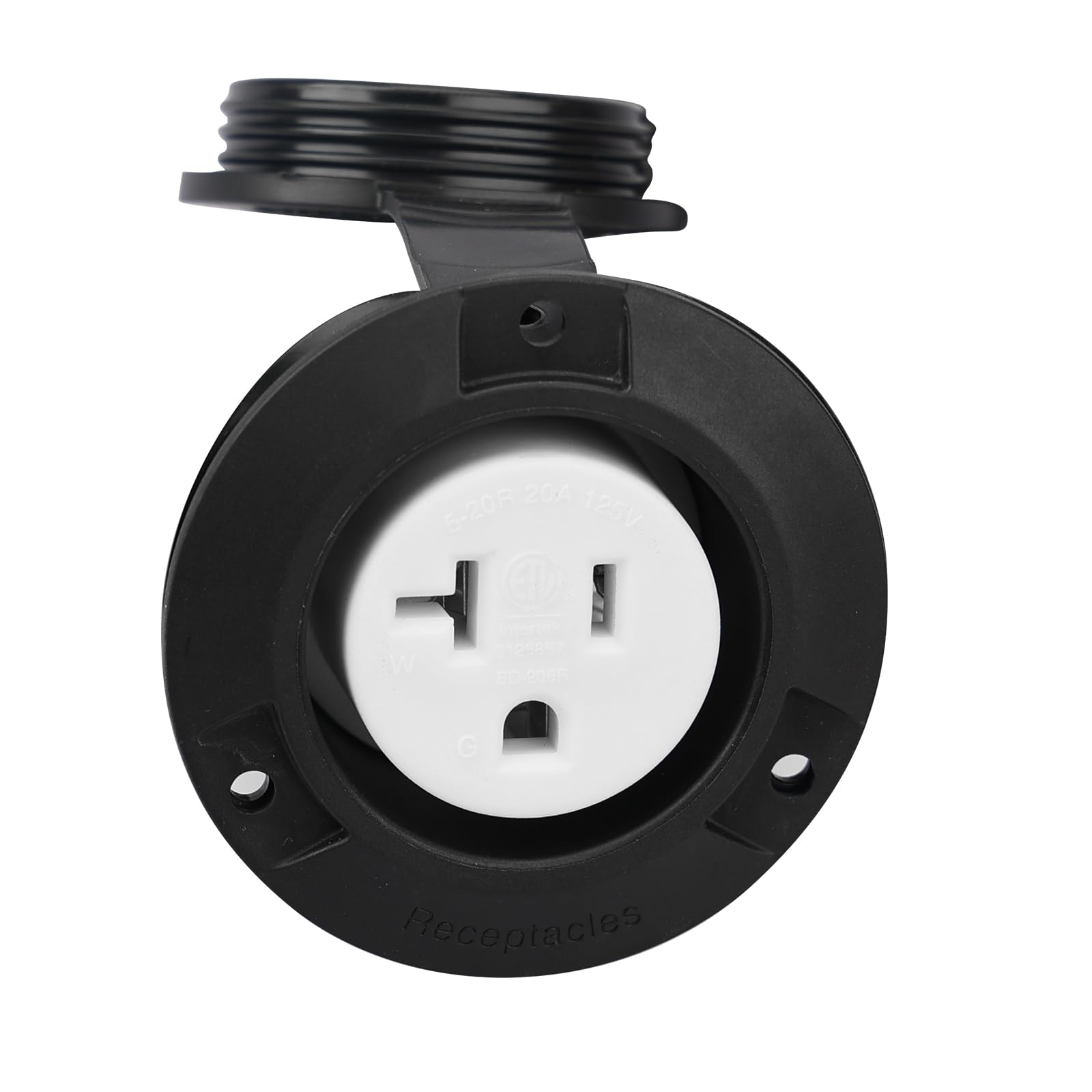 Veepeak 20 Amp Flanged Outlet 125 Volt NEMA 5-20R Household Receptacle, 2 Pole 3 Wire with ...
