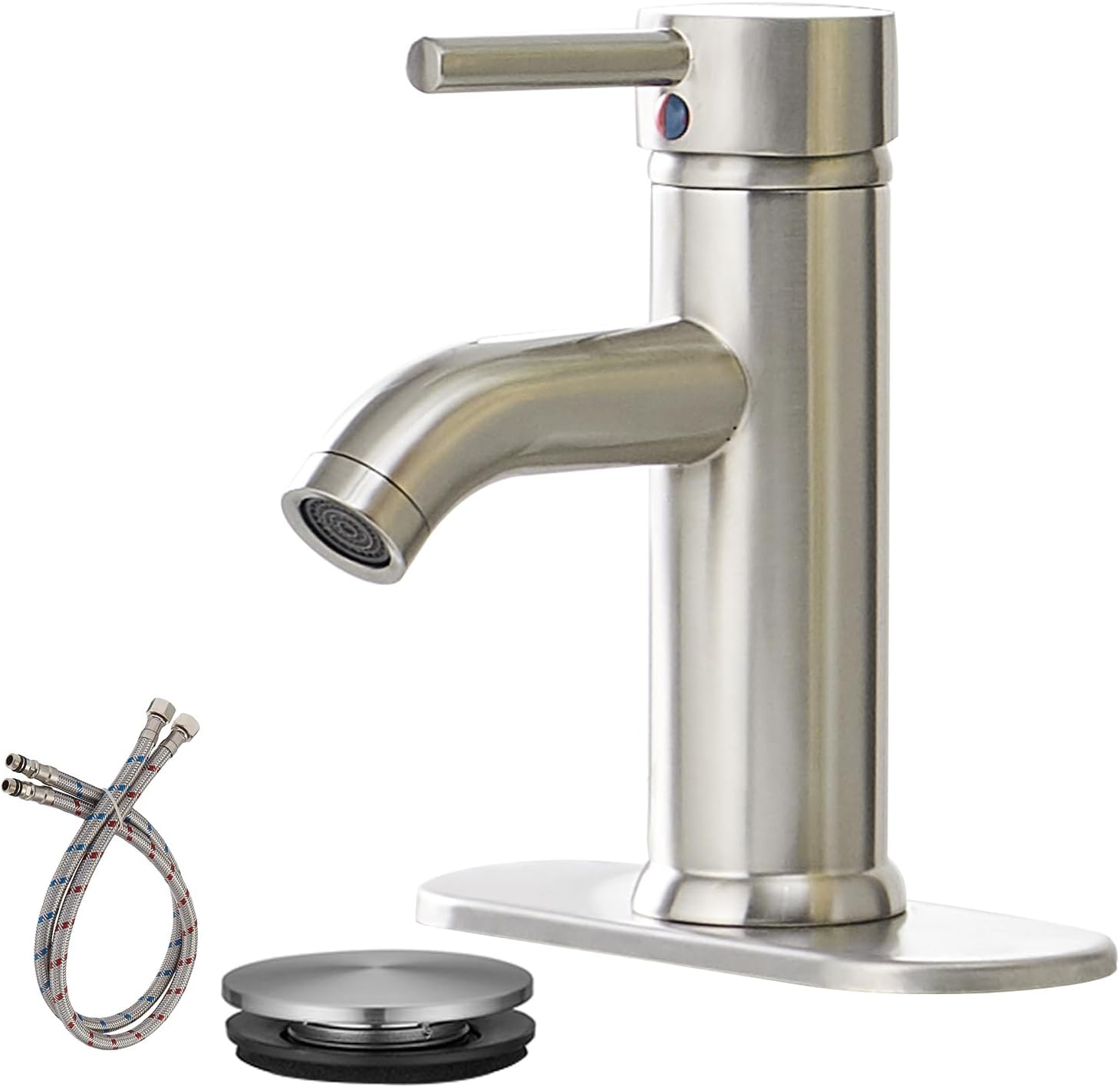 Greenspring Bathroom Sink Faucet Single Hole Brushed Nickel Single ...