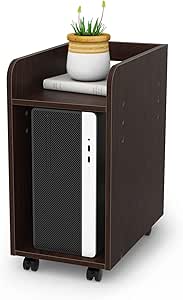 Amazon.co.jp: DEWEL CPU Wagon, Wooden, Computer Wagon, with Casters, Desk Side Storage, Desk ...