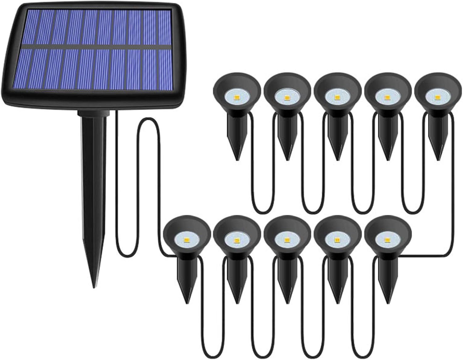 SH-RuiDu Solar Pathway Ground Lights 10 LED Solar String Ground Lights ...
