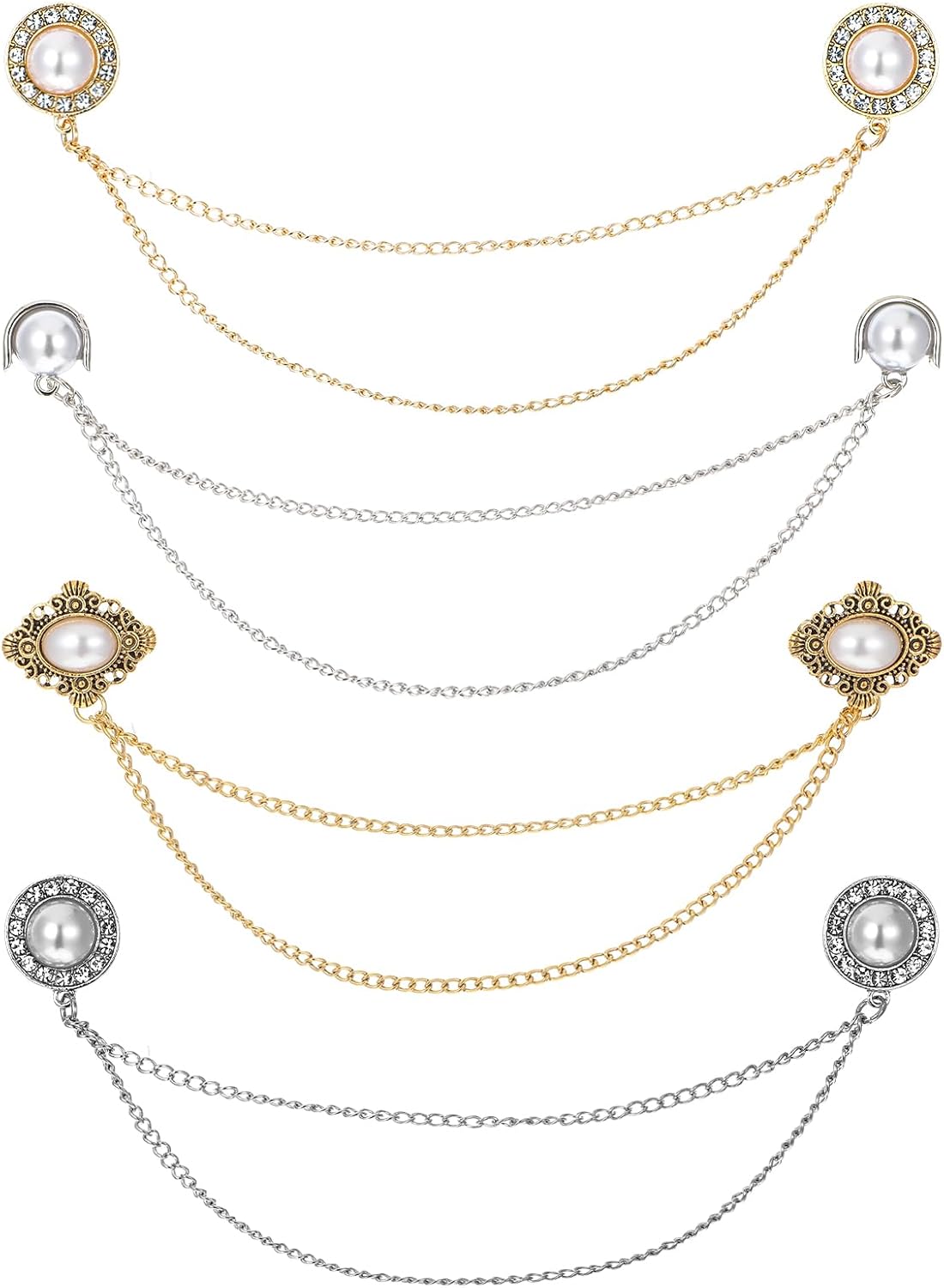 Amazon.com: Gjinxi Vintage Sweater Clip with Chain 4Pcs Retro Pearl ...