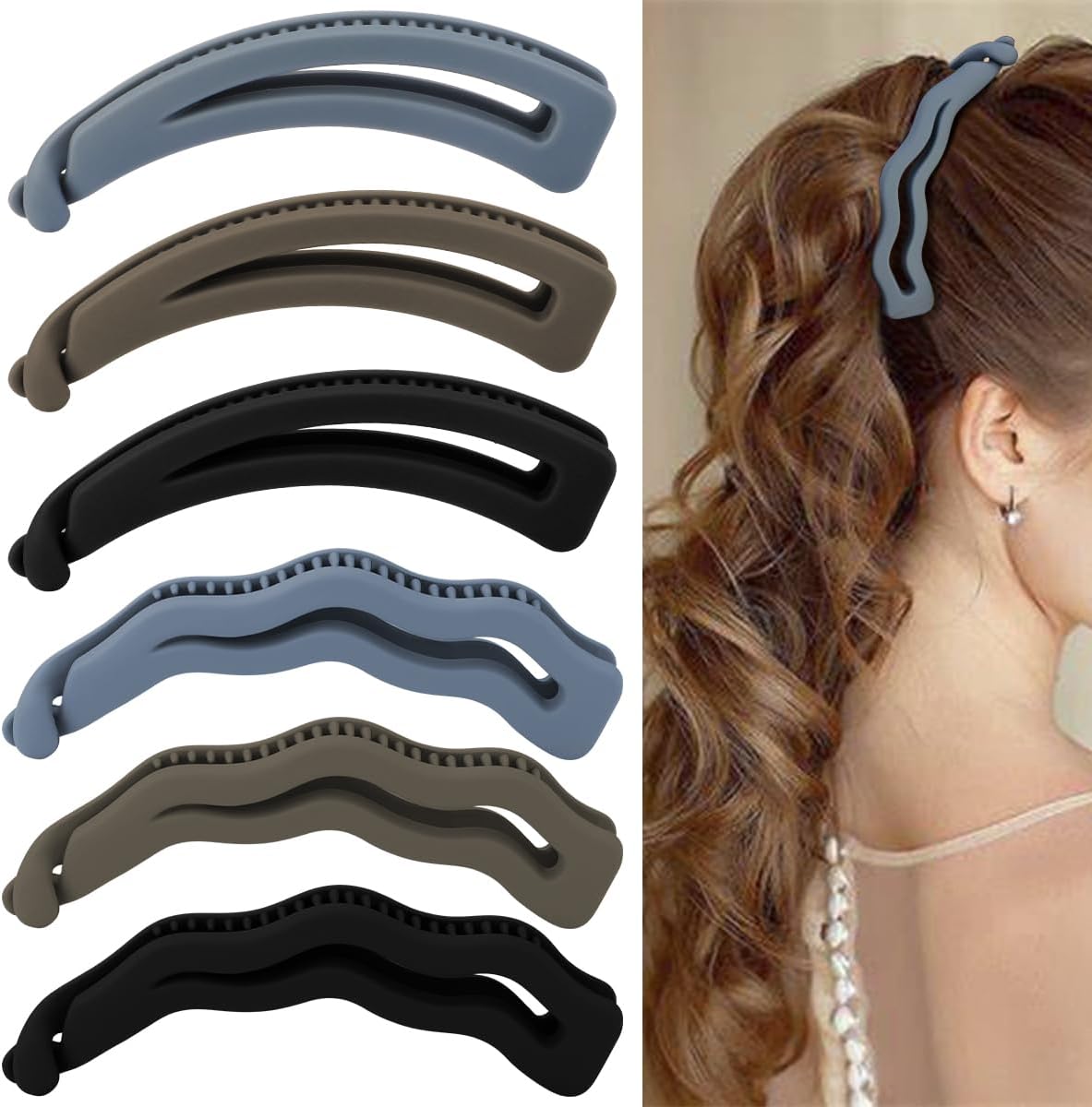 Amazon.com: 6 Pieces Large Banana Clips Big Banana Hair Clips for Thick hair,Non-slip Ponytail ...