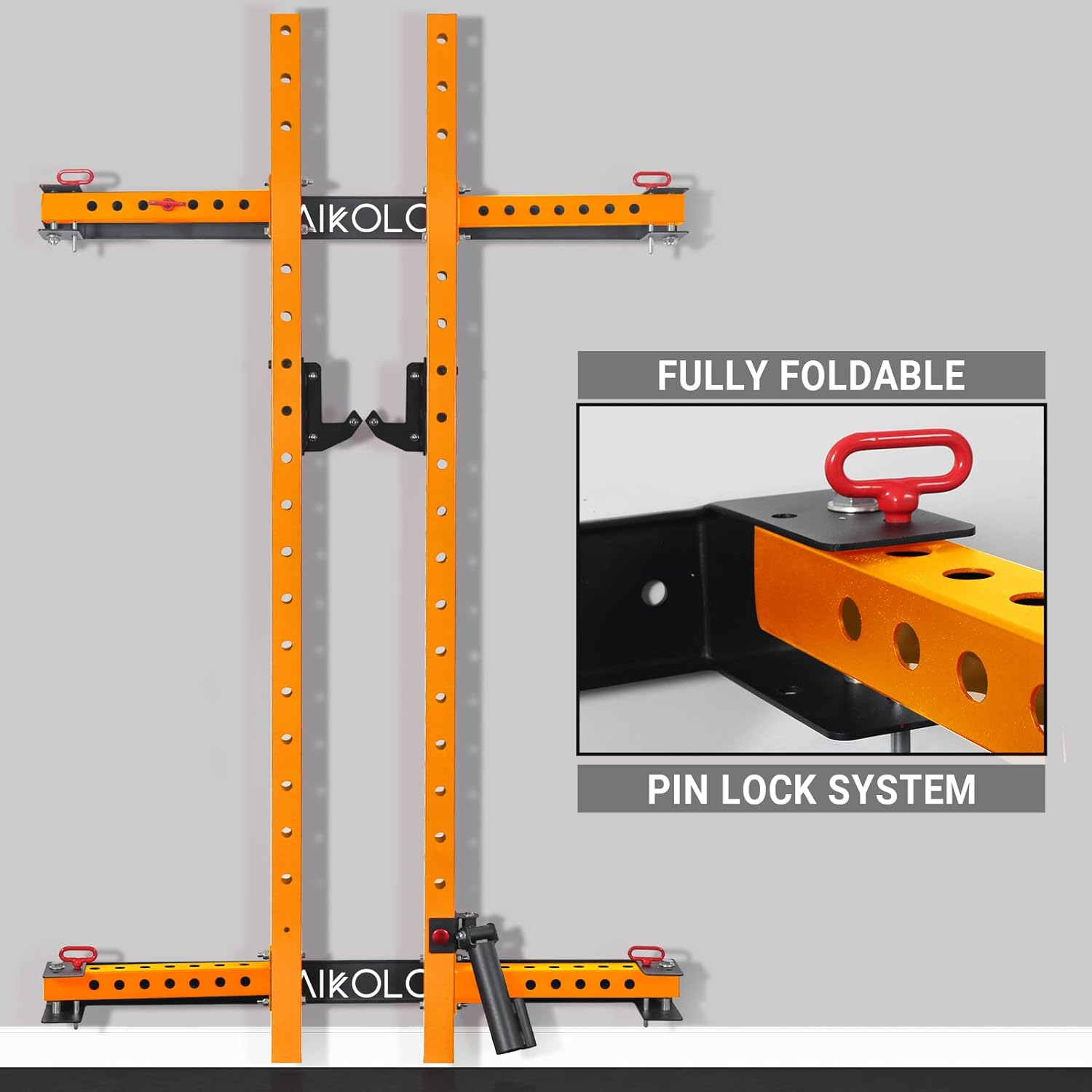 Buy Mikolo Folding Squat Rack,800Lbs Capacity Wall Mounted Power Rack ...