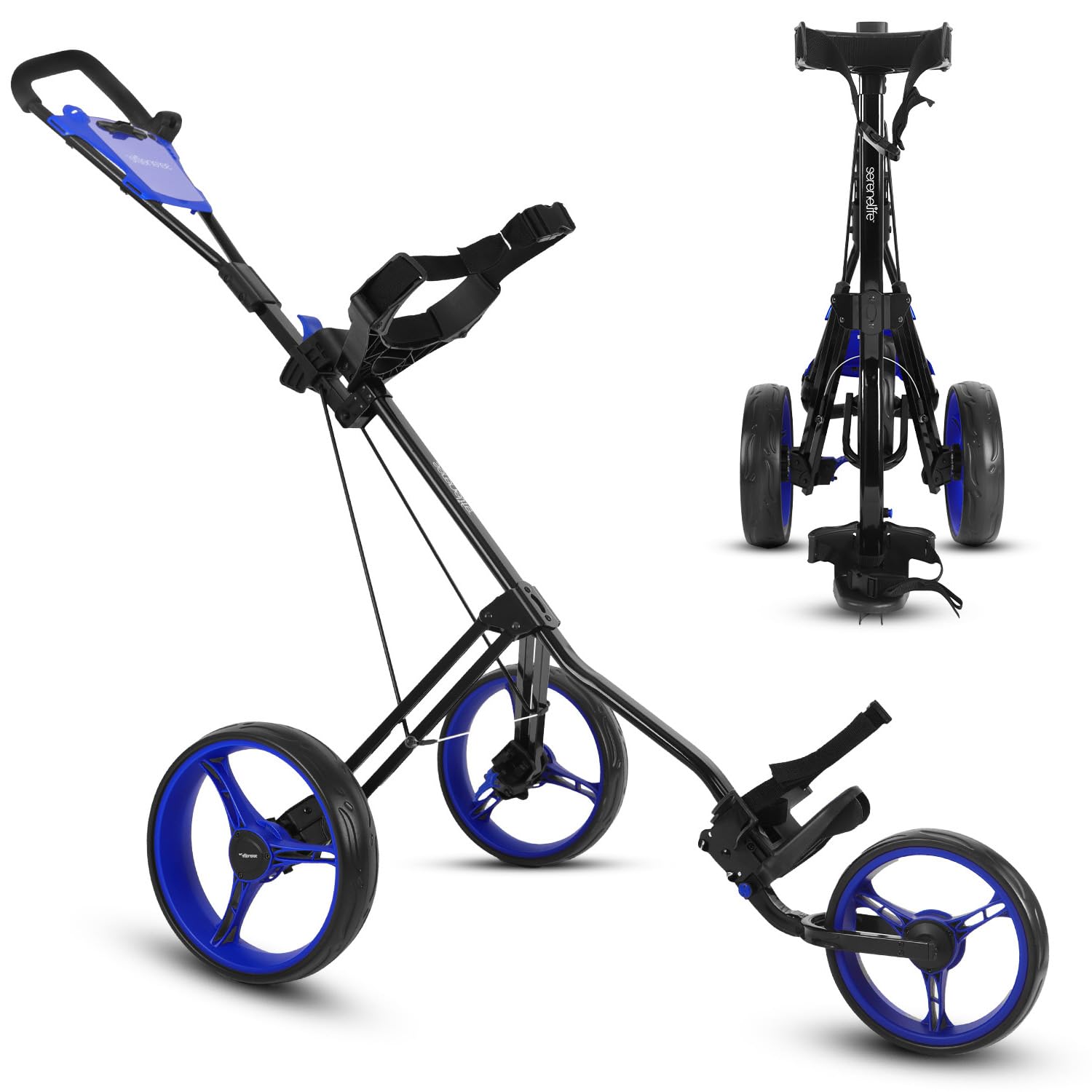 Snapklik.com : SereneLife Premium Foldable Golf Push Cart 3 Wheel ...