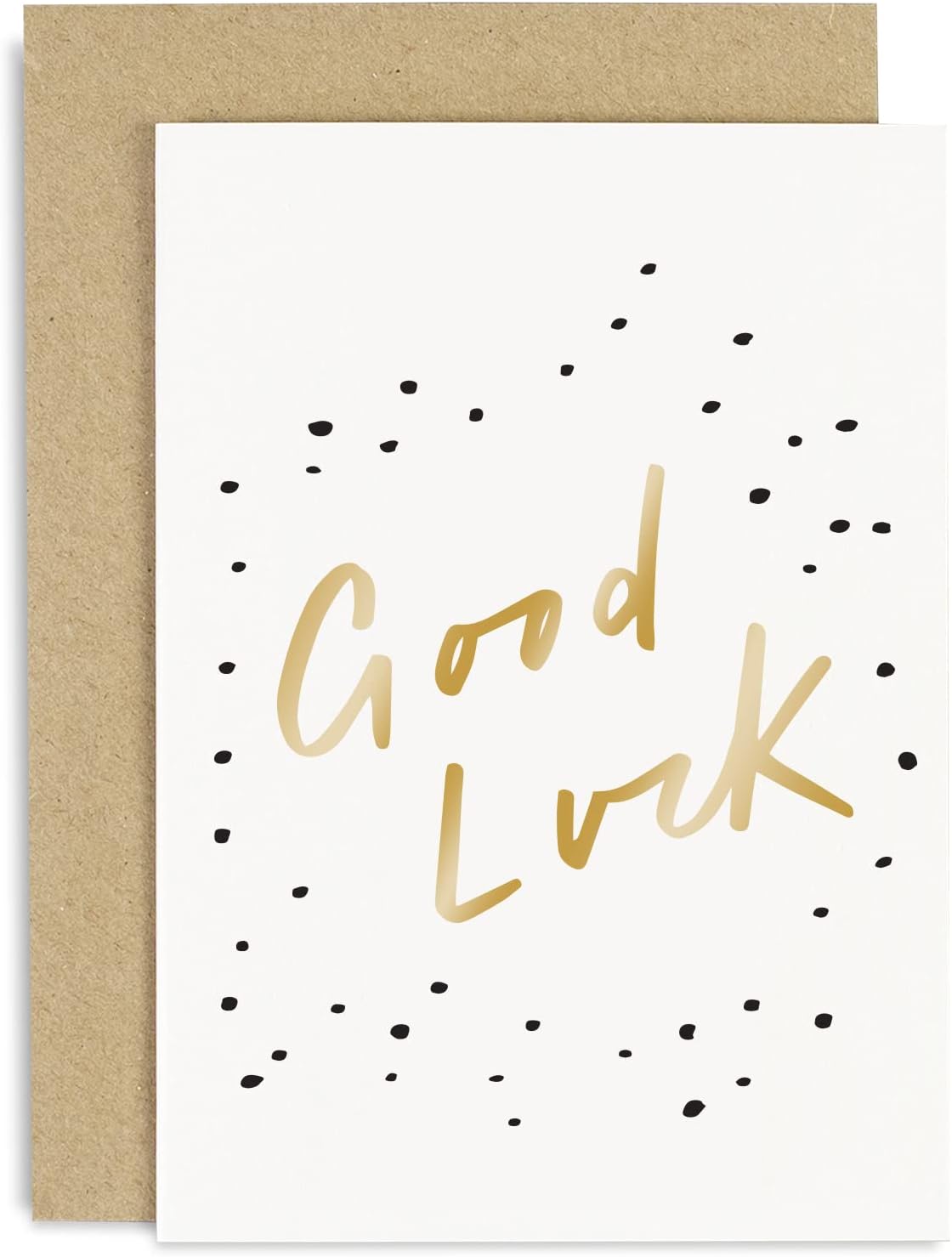 Amazon.com : Old English Co. Good Luck Card - Gold Black Dots Best fo ...