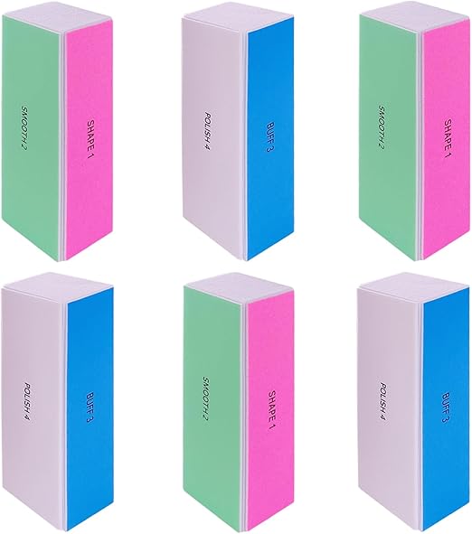 4 Way Nail Buffer Block (6 pcs), Nail Shine Buffers Blocks Files for ...