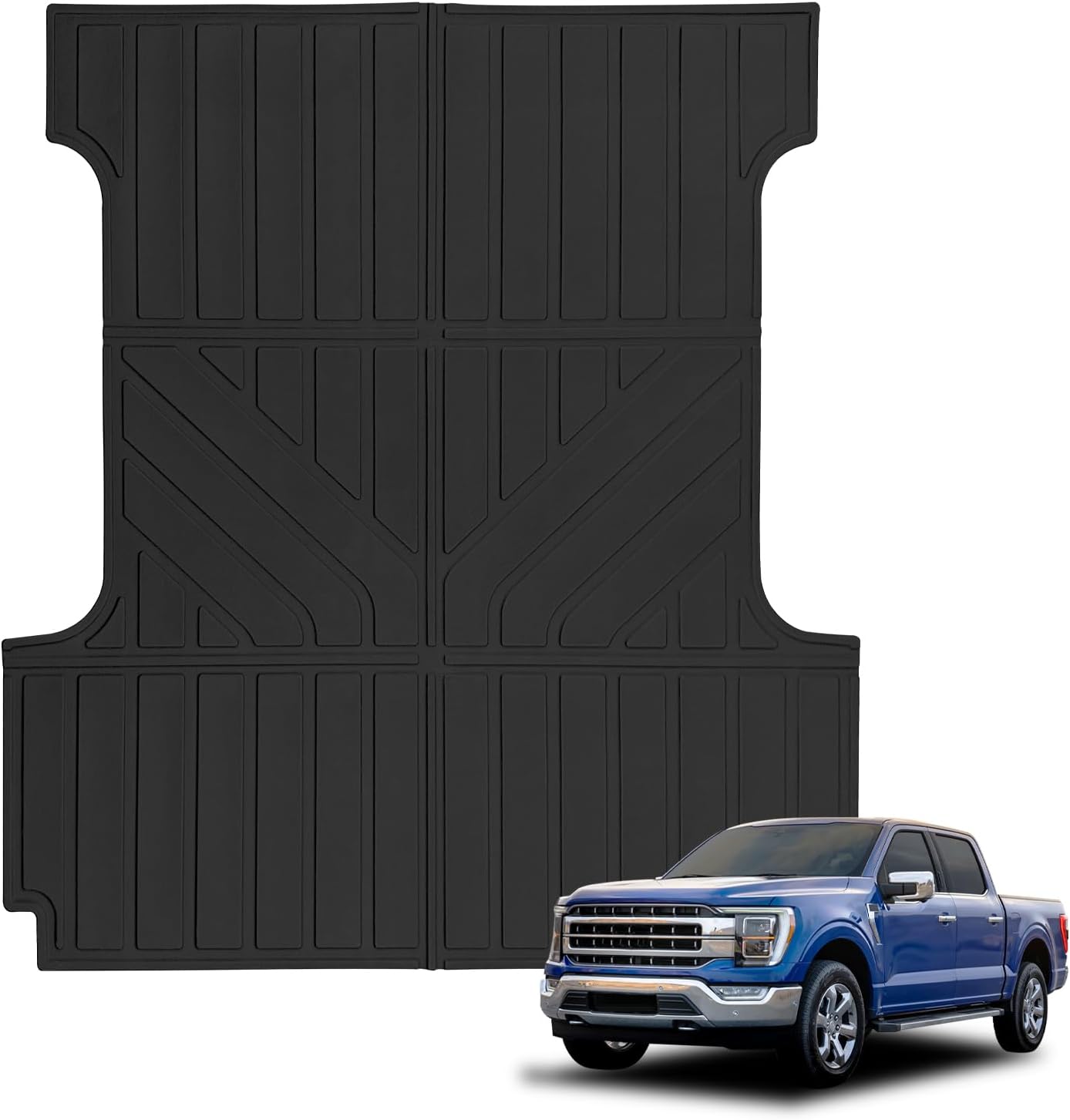 Amazon.com: Topline_autopart Black Rubber Diamond Plate Truck Bed Floor ...