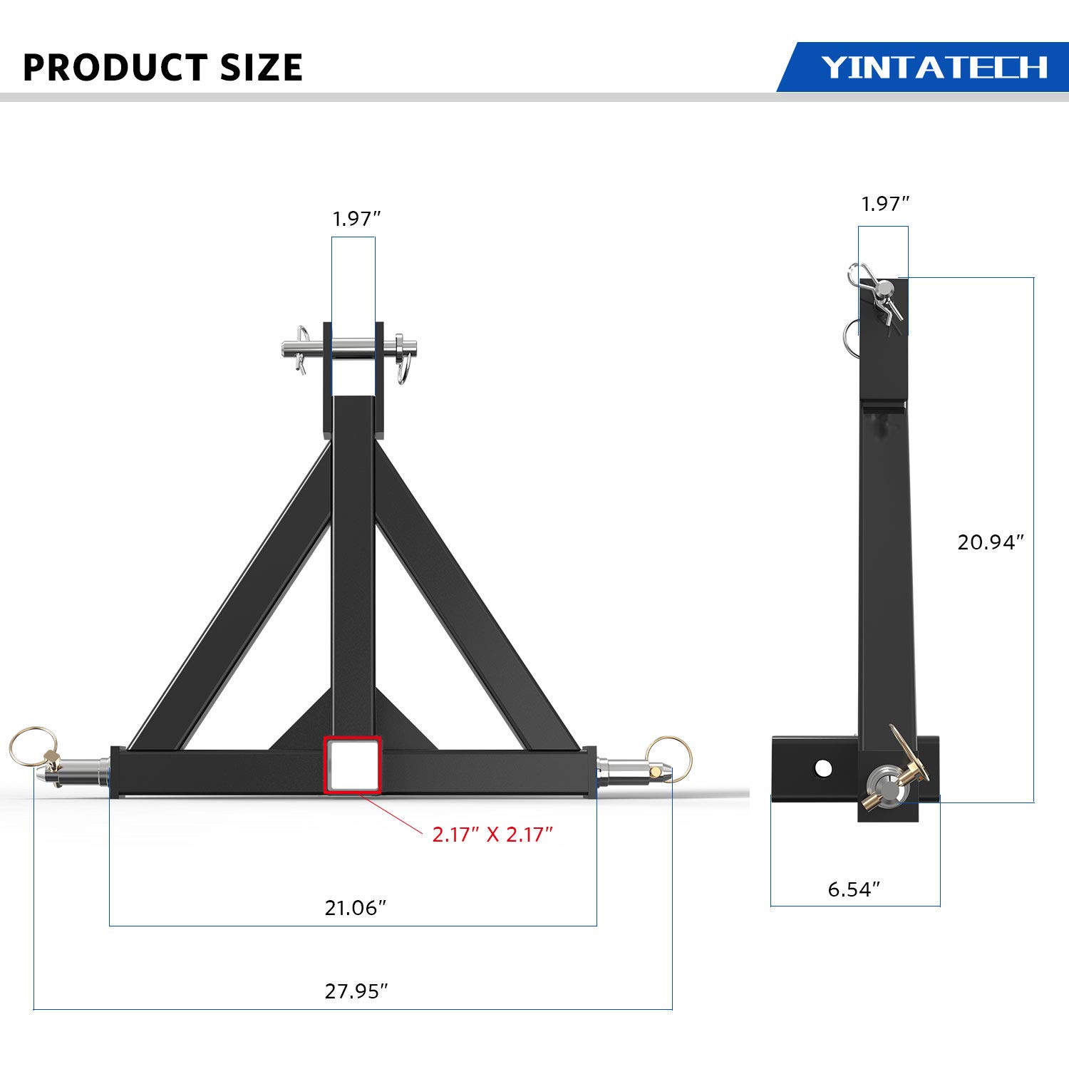 YINTATECH 3 Point 2" Receiver Trailer Hitch Heavy Duty Drawbar Adapter ...