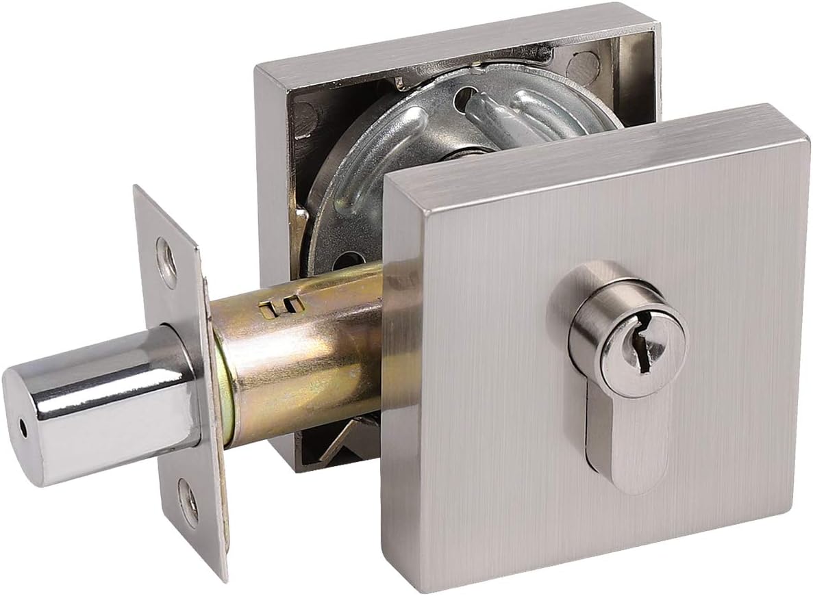 Probrico Square Single Cylinder Deadbolt Satin Nickel One Side Keyed ...