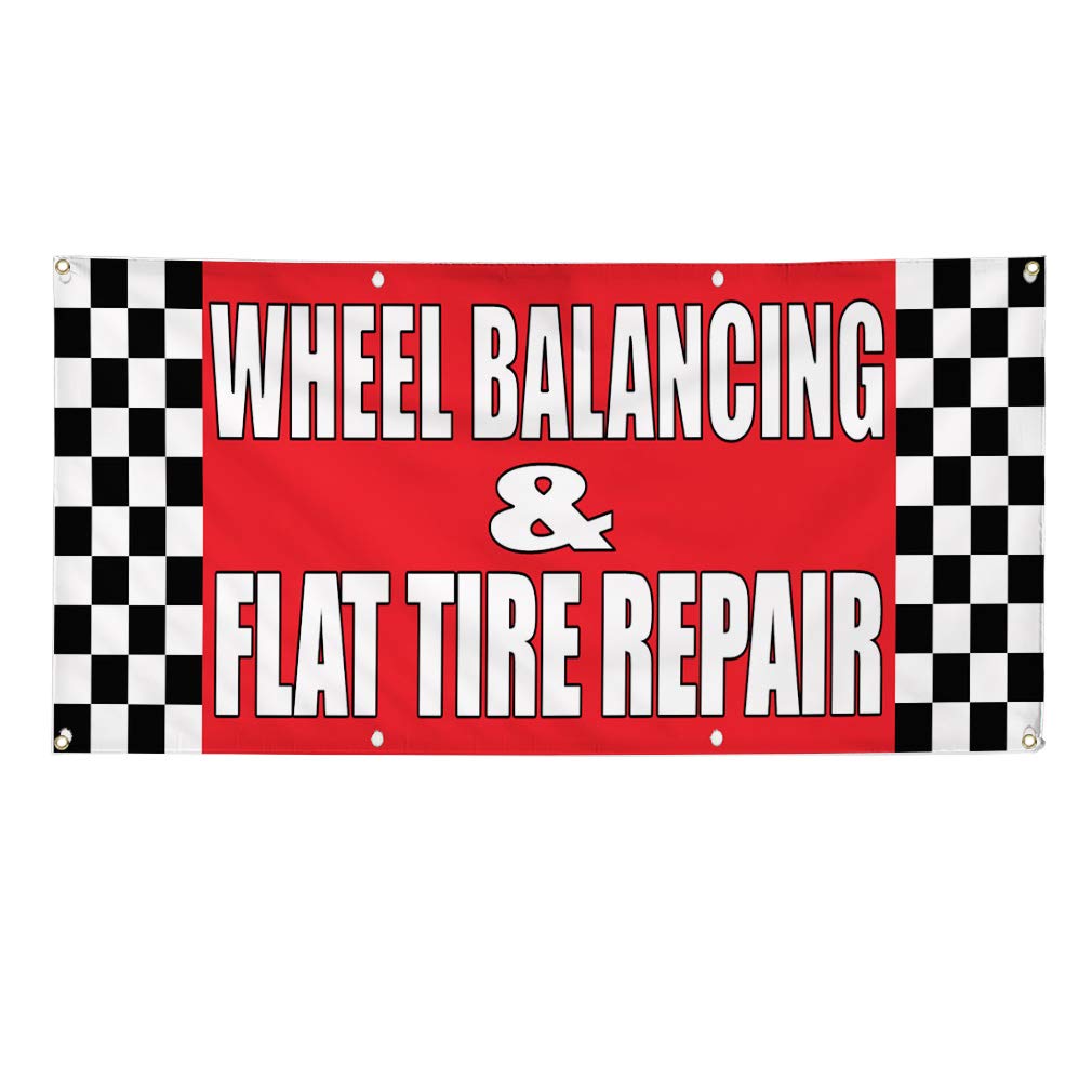 Amazon.com : Vinyl Banner Multiple Sizes Wheel Balancing & Flat Tire ...