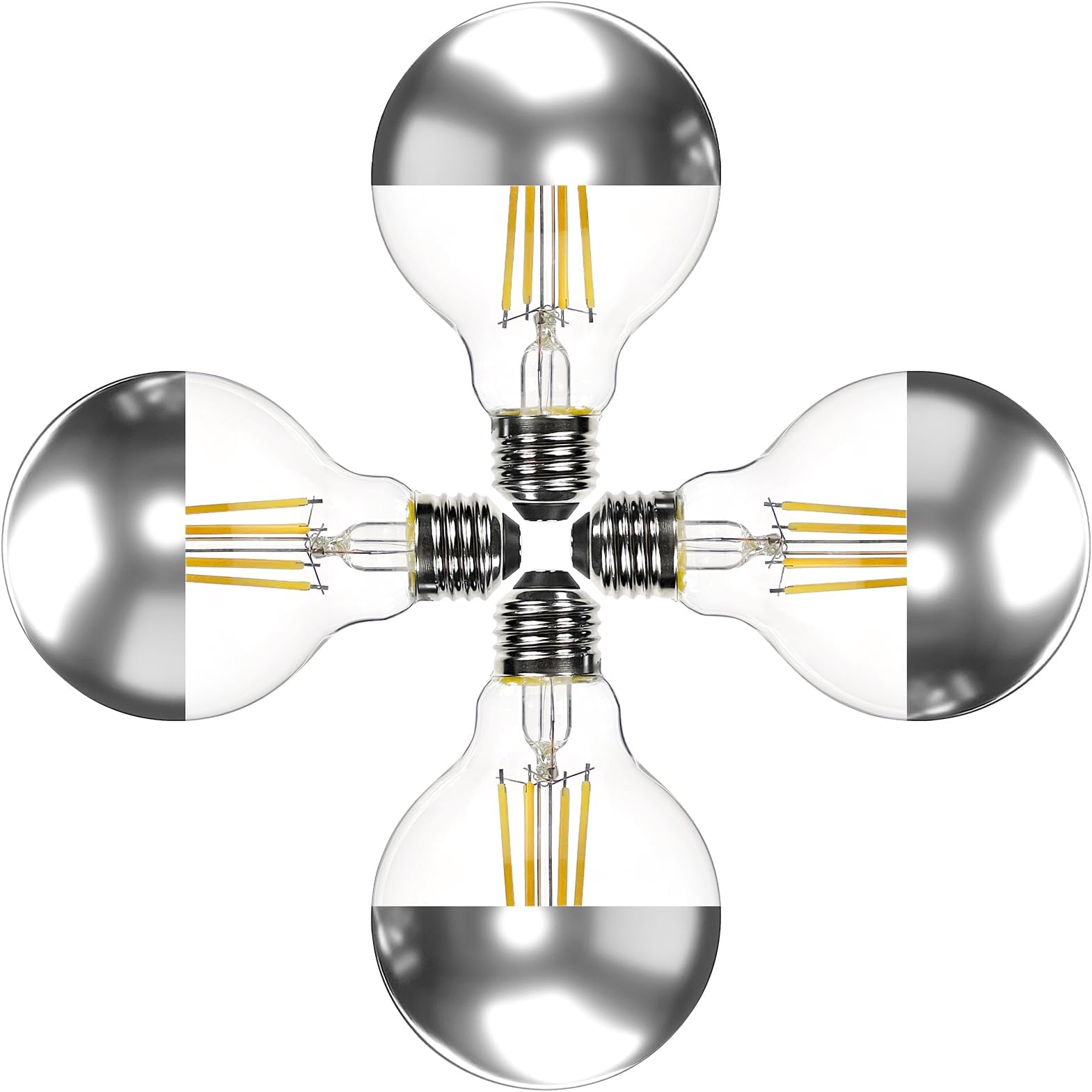 KLED Half Chrome Silver Bowl Tipped, LED Filament Bulb, Dimmable, A19 ...