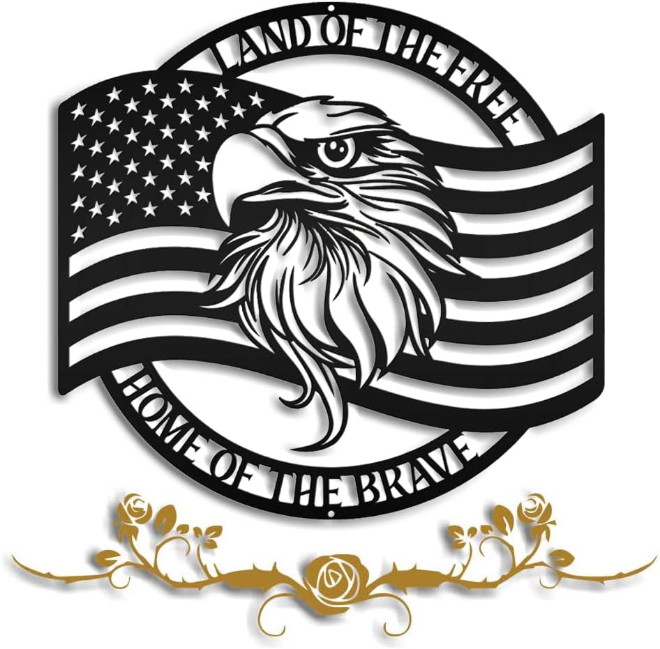 Amazon.com: IOVEQG Custom Metal Eagle Sign-Eagle Sign-American Flag ...