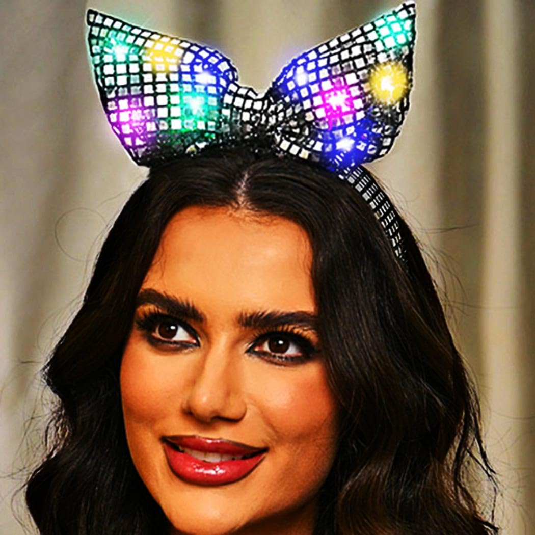Amazon.com: Latious Light Up Headbands Bow Head Band Disco Hair ...