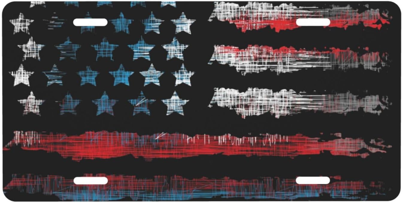 Amazon.com: American Flag License Plates, Decorative Car Front License ...