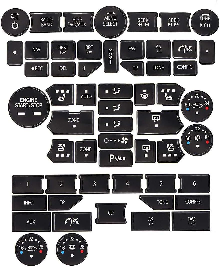 Amazon.com - Car Dashboard Radio Button Repair Stickers Set Console ...