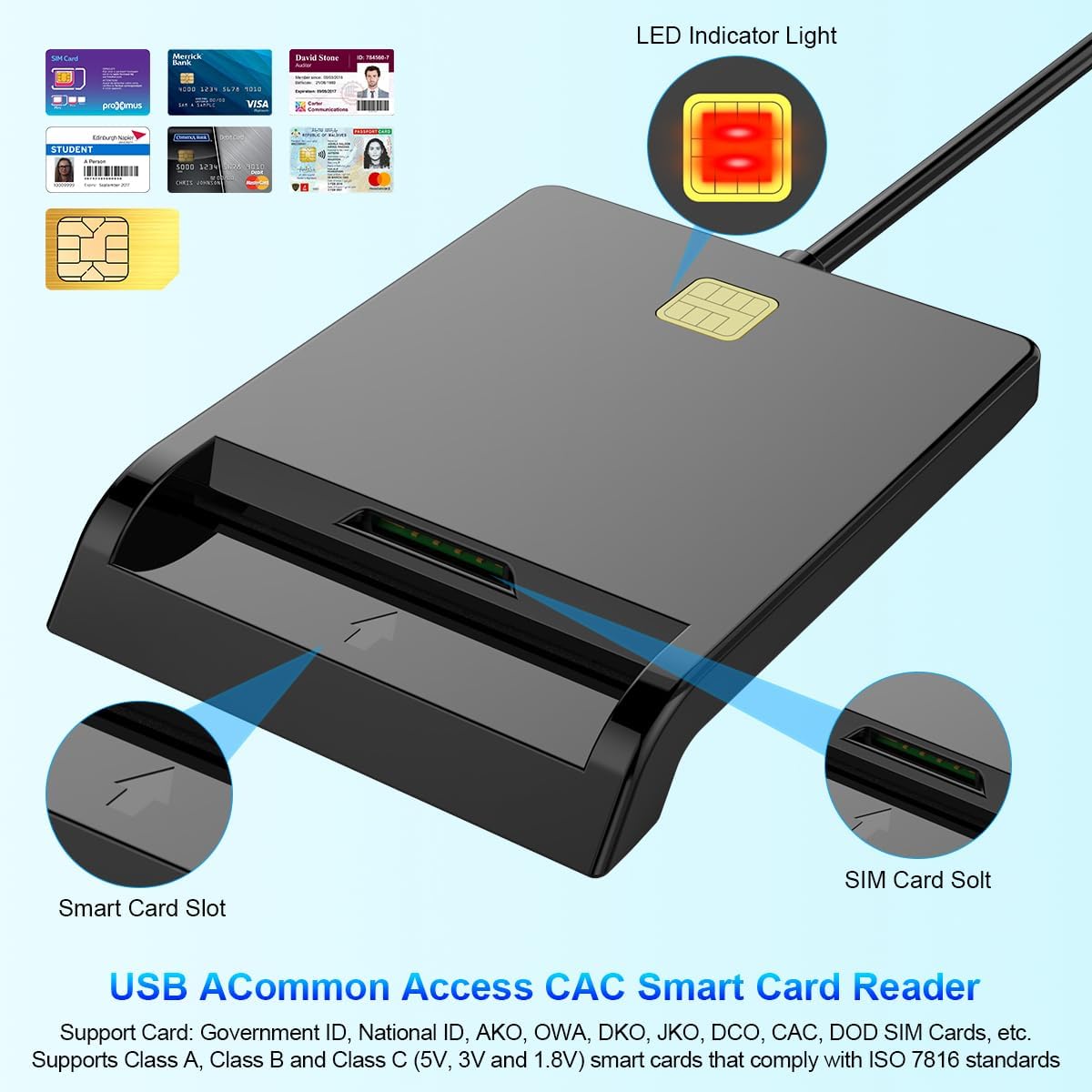 Rocketek PC/SC USB Smart Card Reader (Model B0C5LR8DTN) User Manual