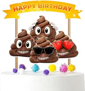 Amazon.com: Poop NEWMOJI® Cardstock Cake Topper - Fun Poopers Birthday ...