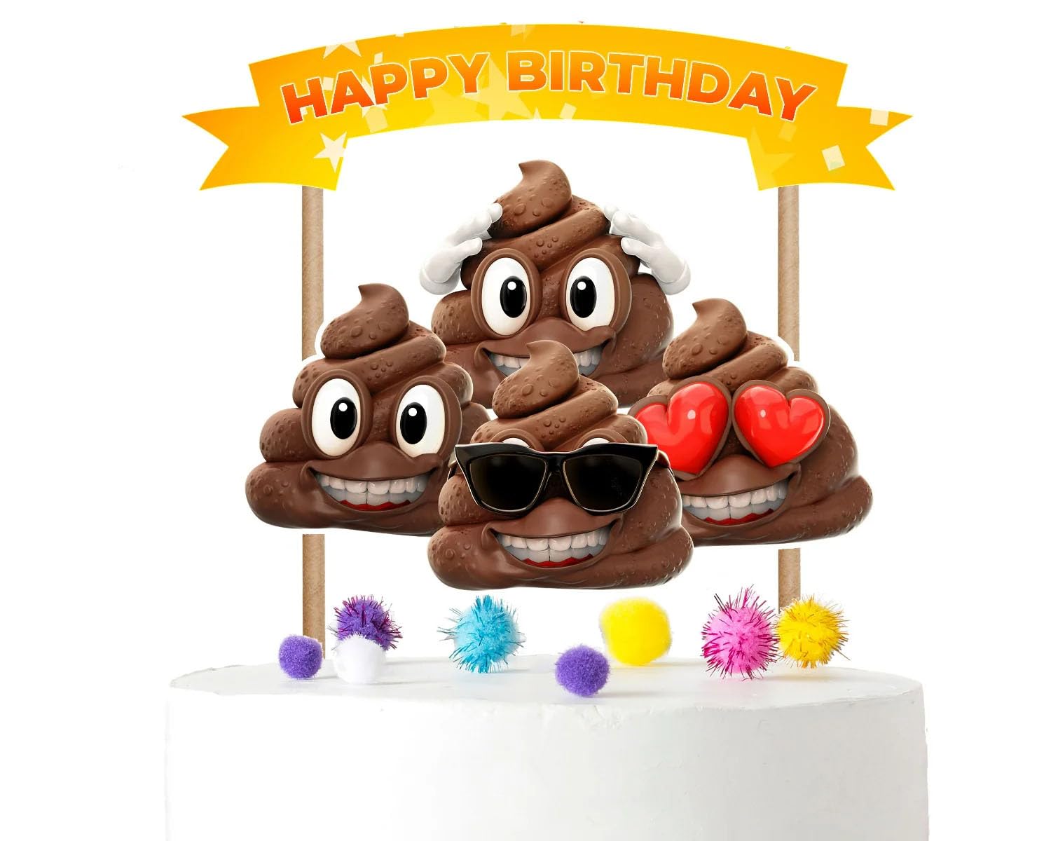 Amazon.com: Poop NEWMOJI® Cardstock Cake Topper - Fun Poopers Birthday ...