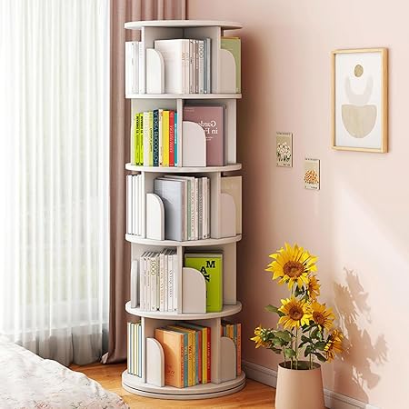 Amazon.com: Arcwares Rotating Bookshelf, 4 Tier 360° Revolving Bookcase ...