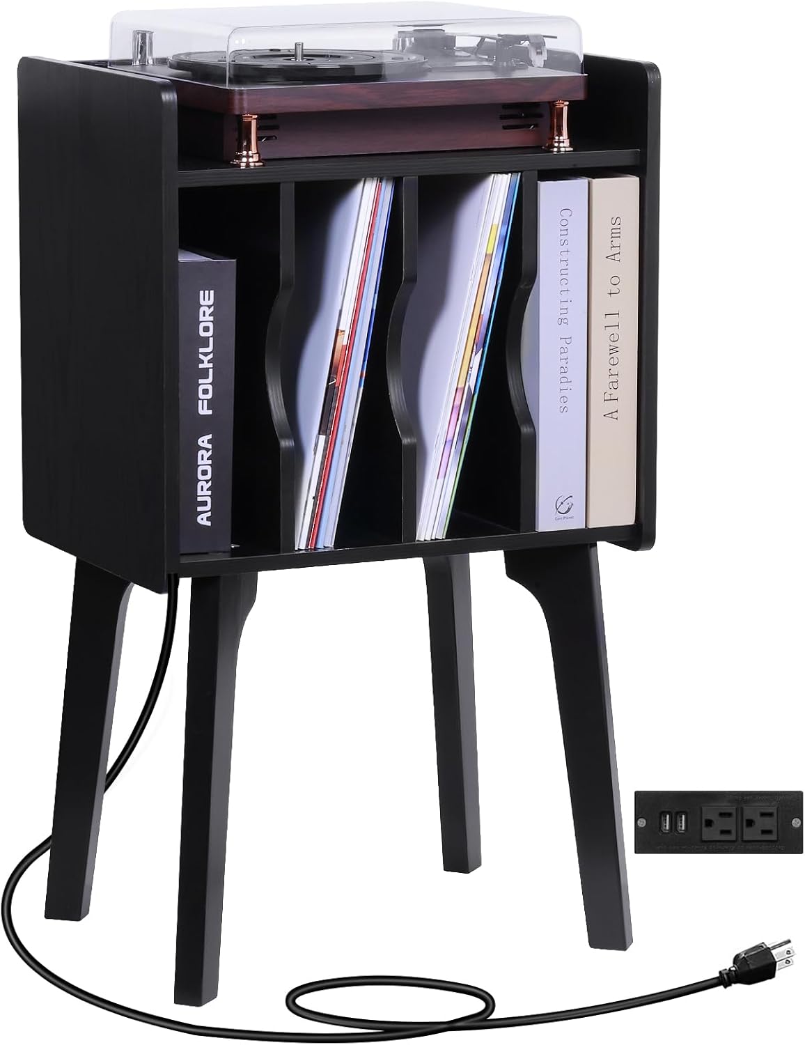 Amazon.com: Urban Deco Record Player Stand with Charging Station, Vinyl ...