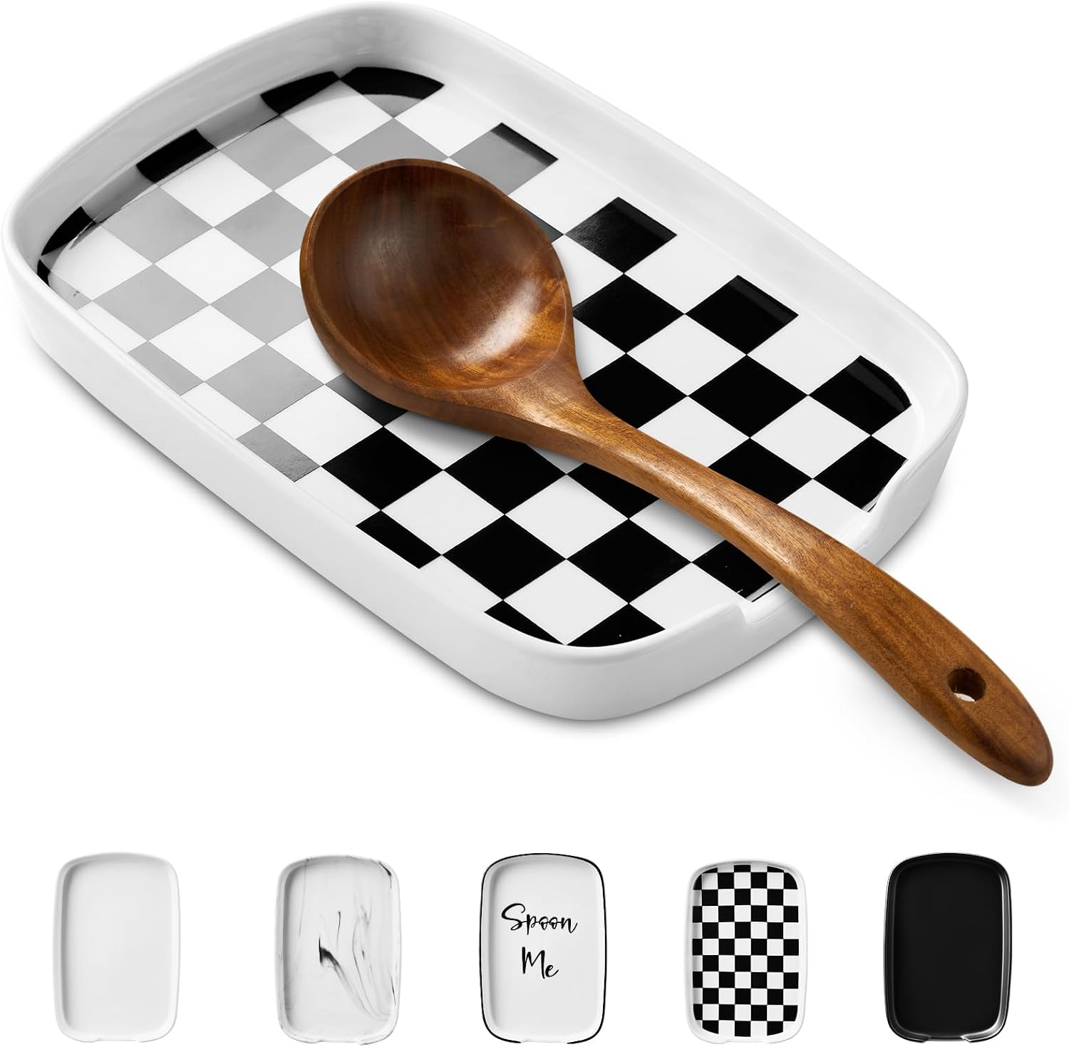 Amazon.com: ABRUTY Spoon Rest for Stove Top, Ceramic Spoon Holder for ...