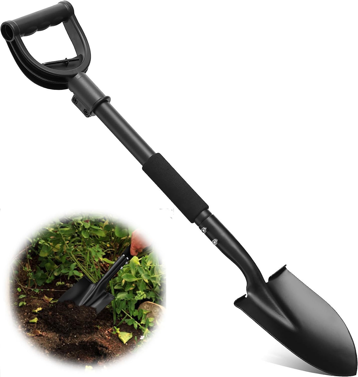 Gardening Shovels for Digging, 78 cm Small Shovel with Comfortable D-Handle, Black Spade Shovels ...