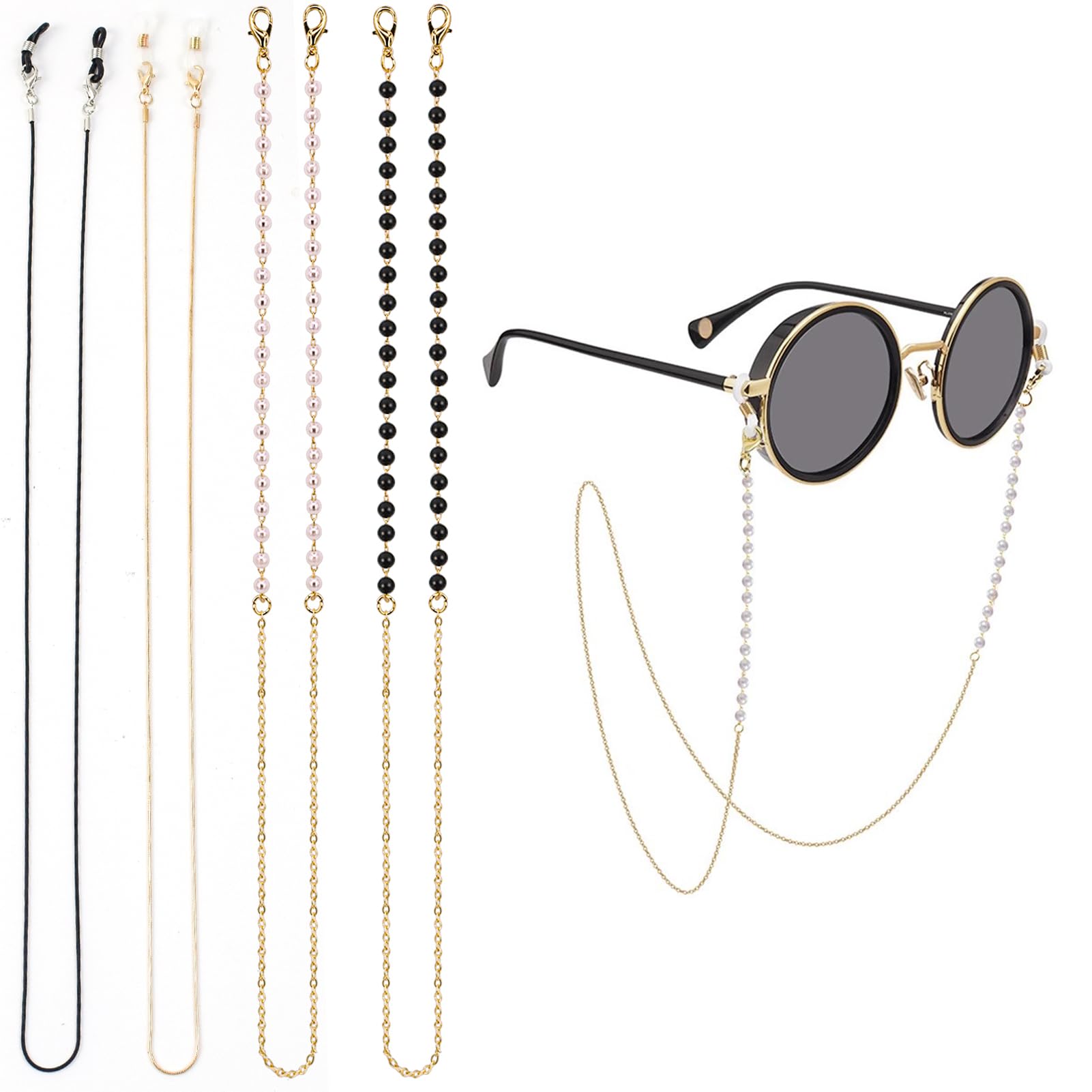 4 PCS Glasses Chains, Beaded Eyeglass Chains Spectacle Chain Sunglasses ...