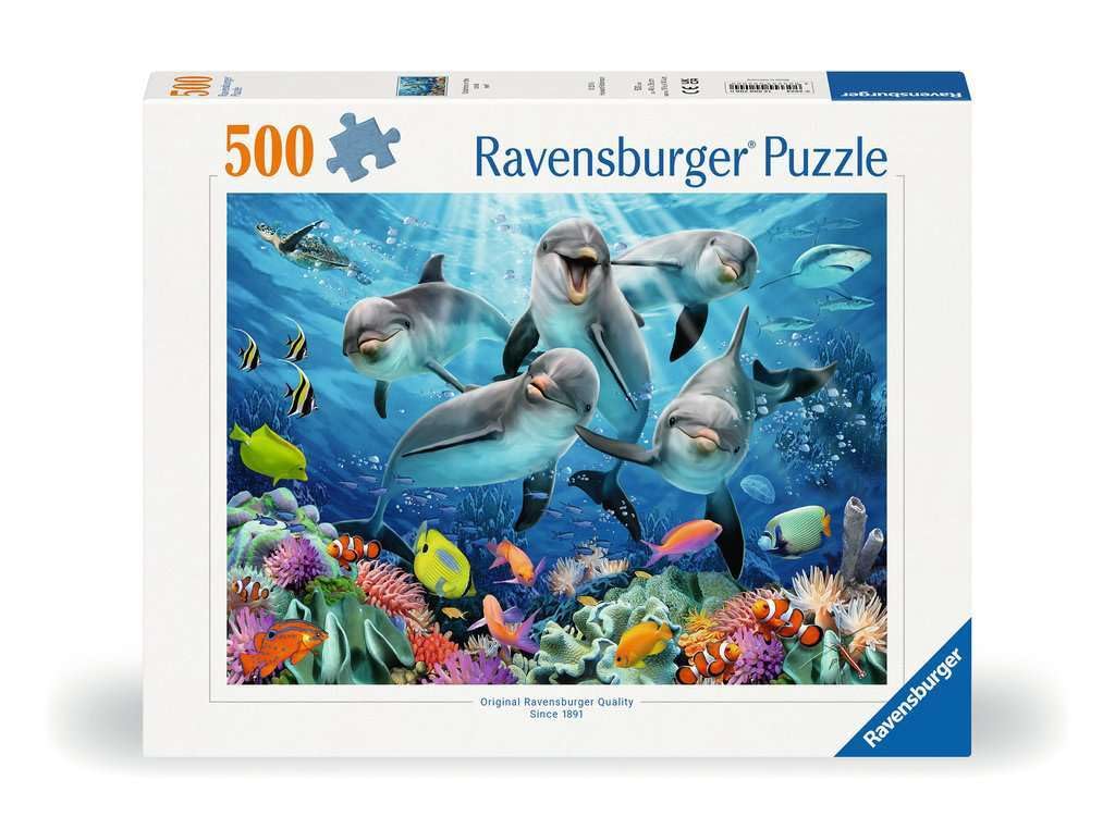 Amazon.com: Ravensburger Dolphins 500 Piece Jigsaw Puzzle for Adults ...