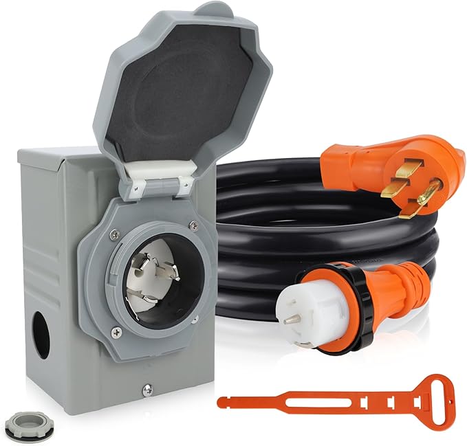 TIPHOPE 10FT 50A Generator Cord and Power Inlet Box,NEMA14-50P/SS2-50R ...