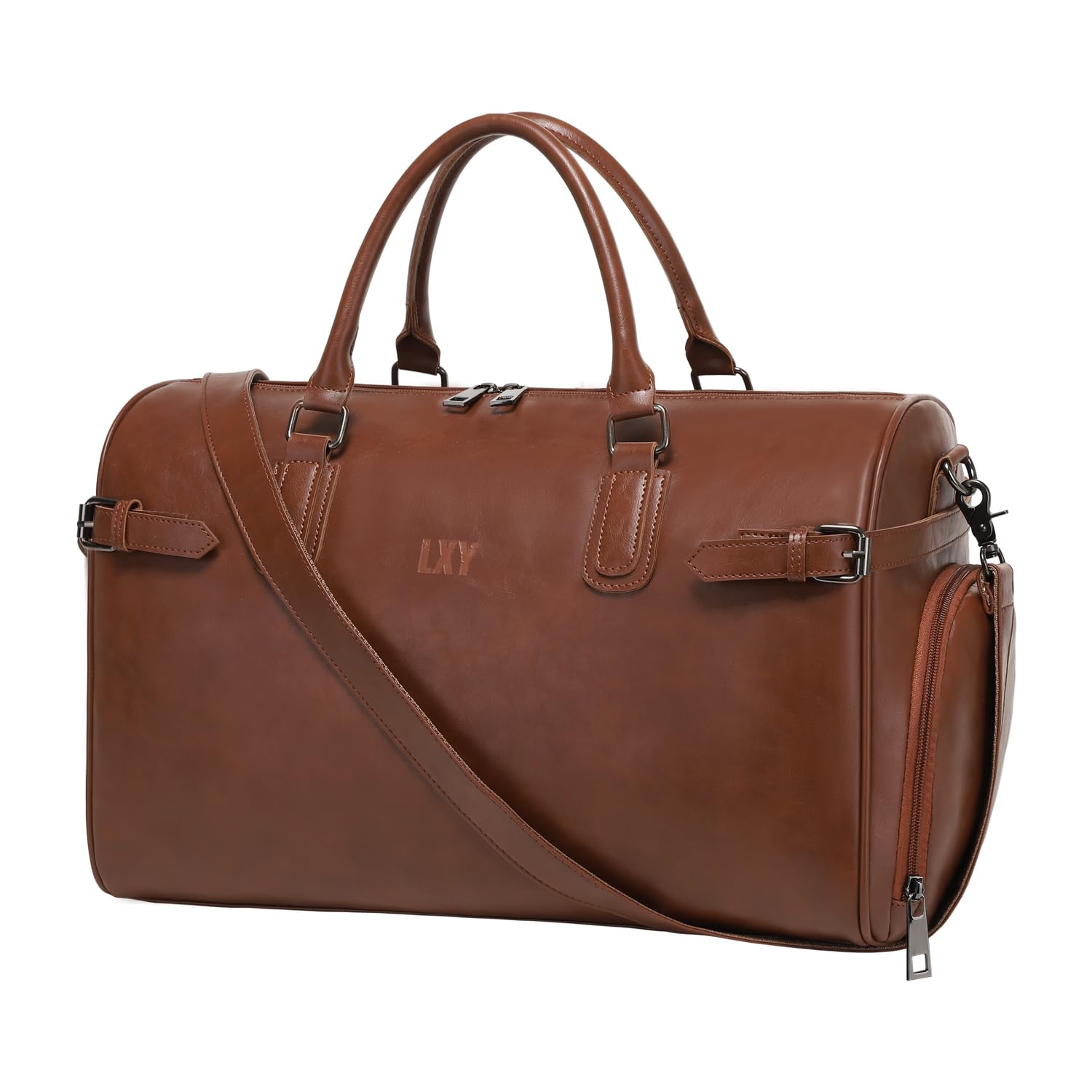 Vegan Leather Duffle Bag, LXY Travel Duffle Weekender Bag with Shoe ...