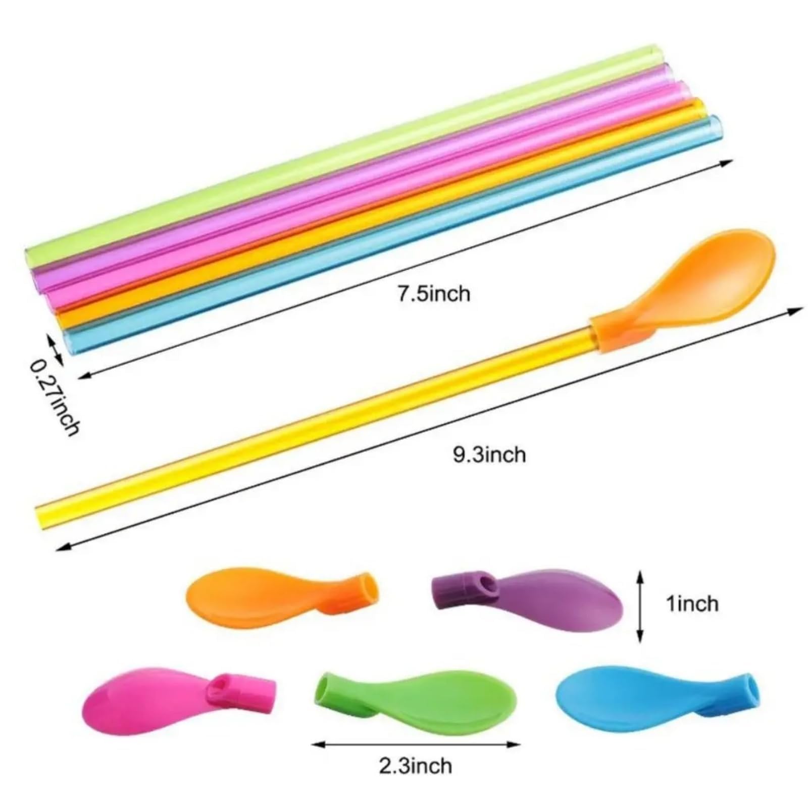 10 Pieces Slush Straws, Colored Straw Spoon 2 in 1, Plastic Reusable ...