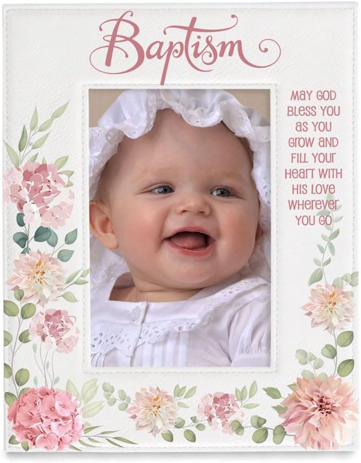 Amazon.com - KATE POSH Baptism Picture Frame for Girl, Pink Flowers ...