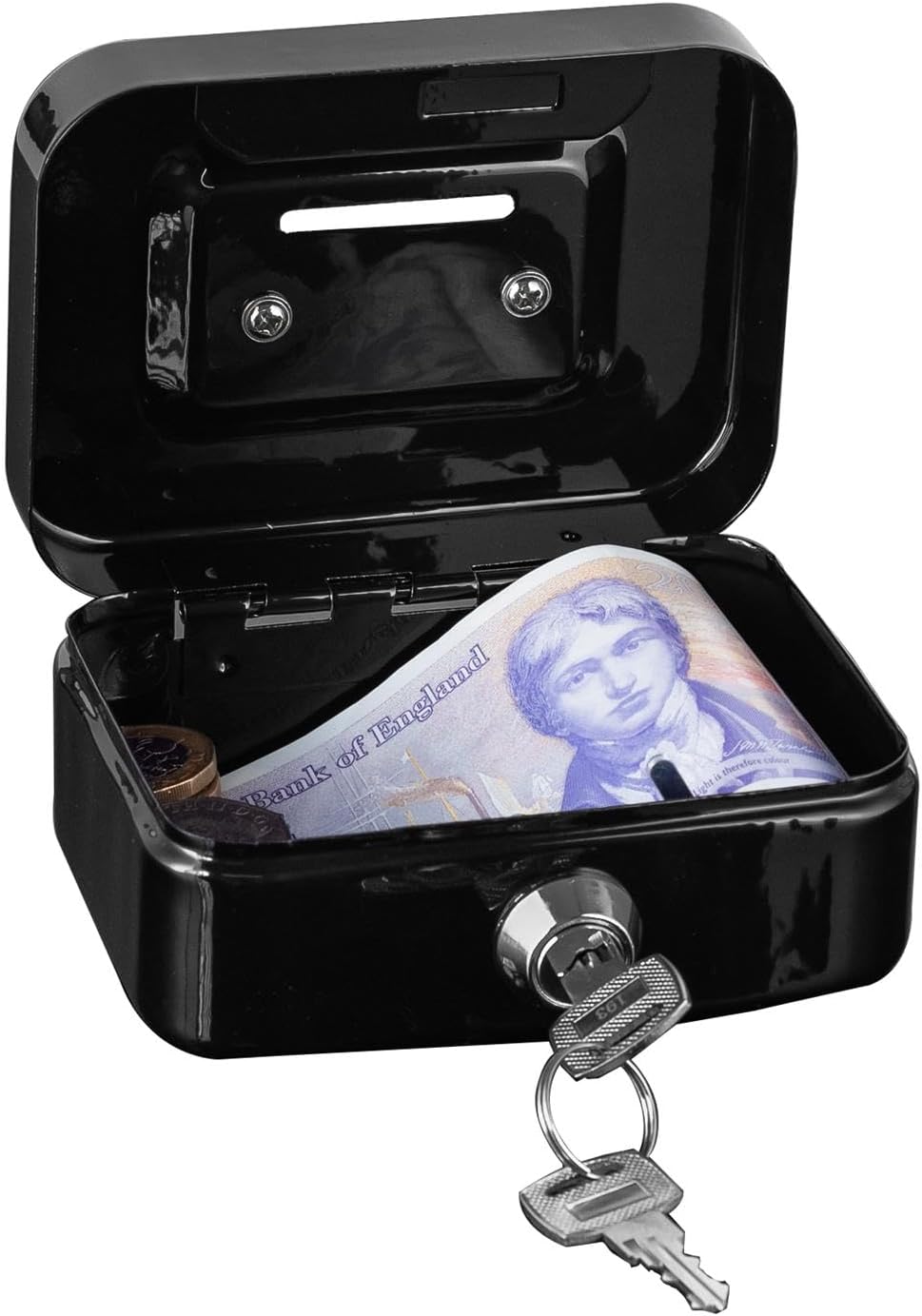 iTrend Black Cash Box 4" - Lockable Safe Box with 2 Keys - with ...