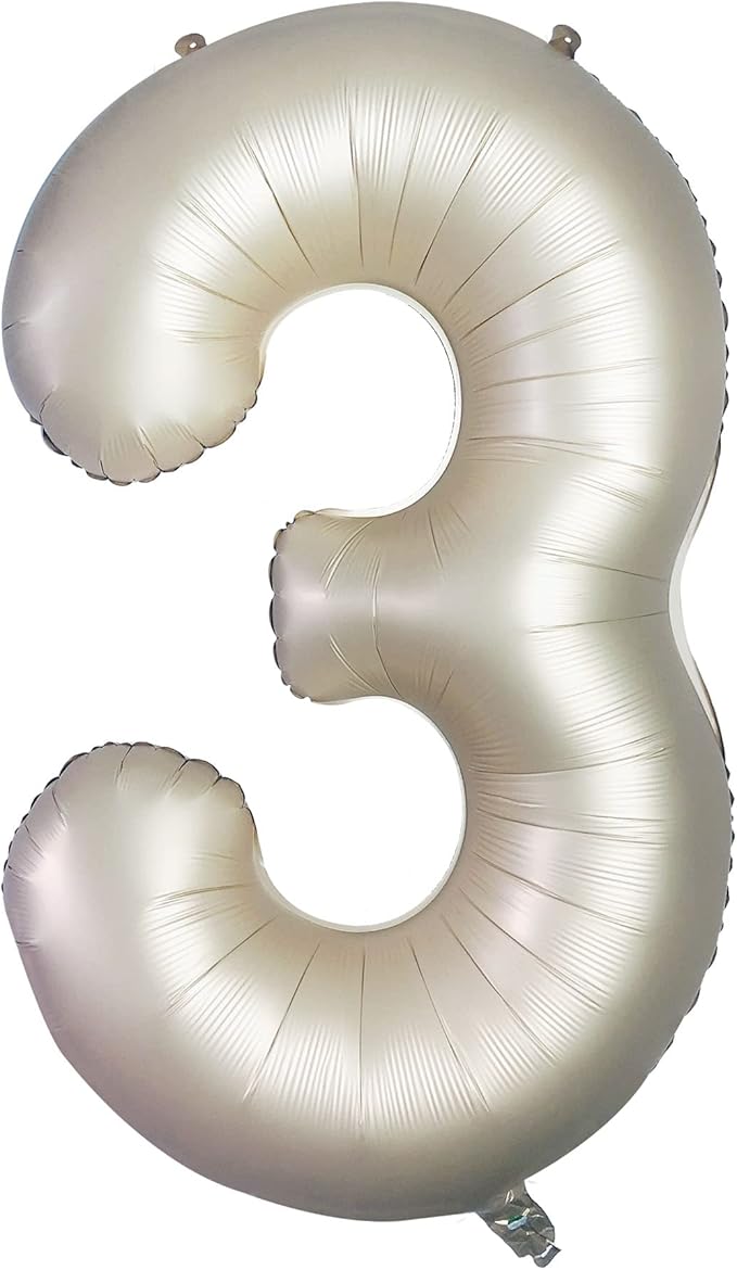 Amazon.com: Number 3 Balloons White Sand Three Balloon for 3 Year Old ...