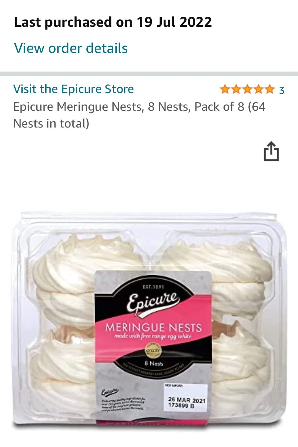 Epicure Meringue Nests, 8 Meringues Per Box (Pack of 8 Boxes) : Amazon ...