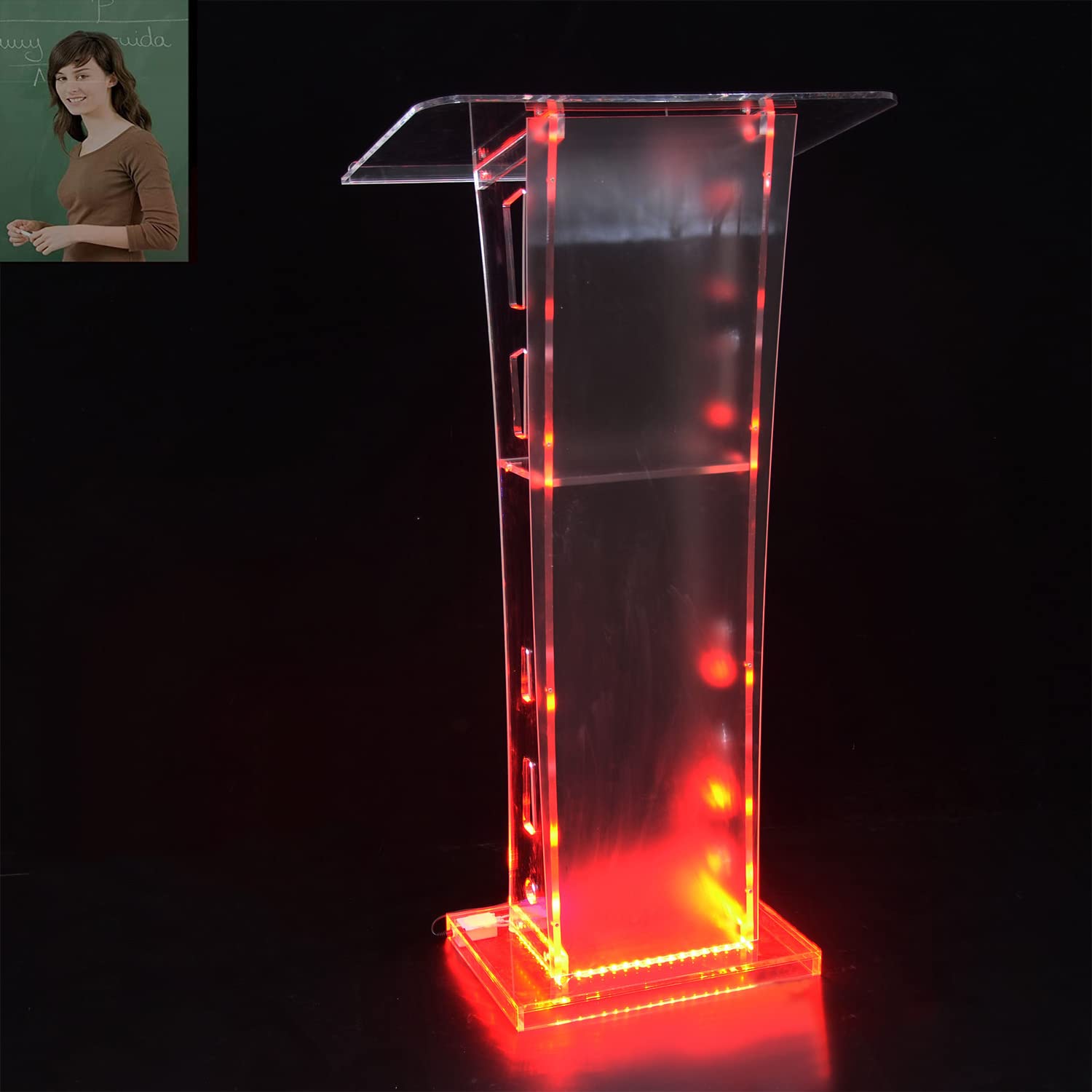 Buy 43.5In Led Acrylic Church Podium, Transparent Acrylic Podium Stand ...
