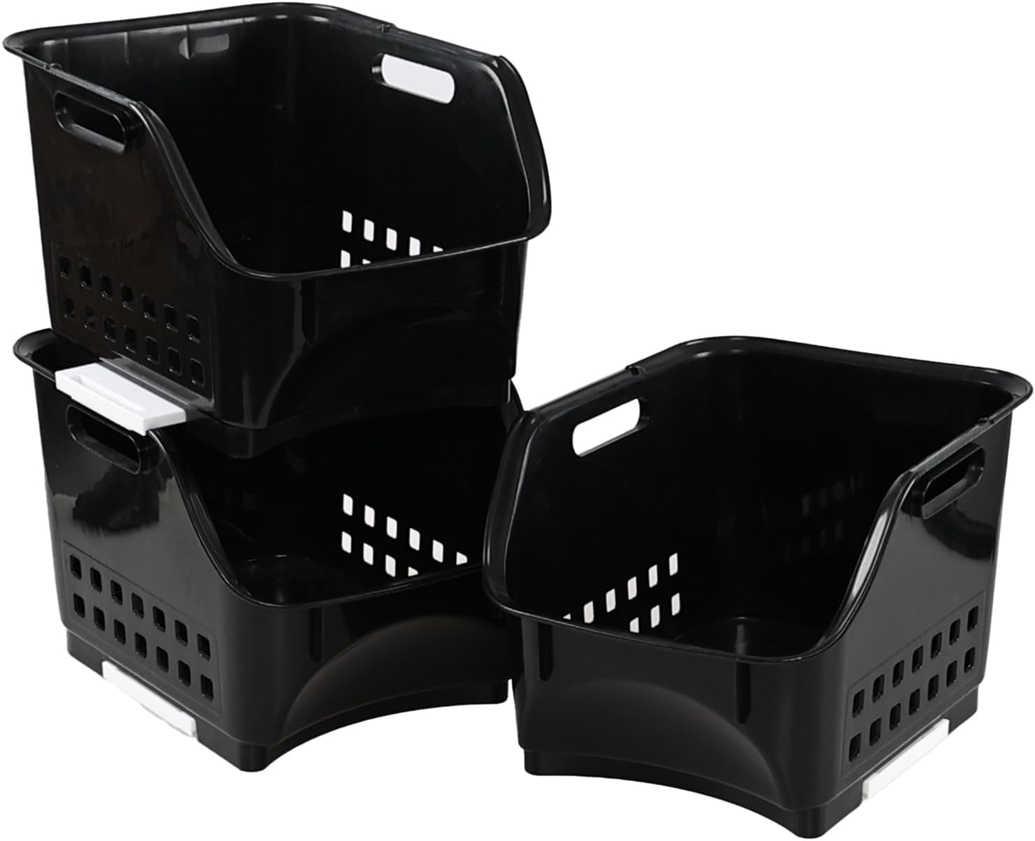 Buyitt 3 Pack Plastic Stackable Storage Bins, Kitchen Stacking Baskets ...