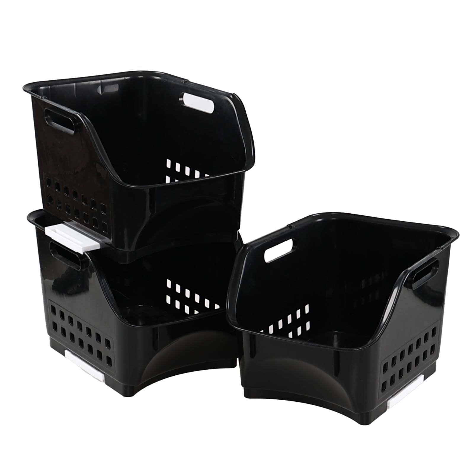 Buyitt 3 Pack Plastic Stackable Storage Bins, Kitchen Stacking Baskets ...