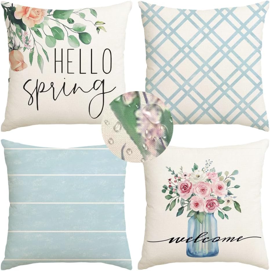 Amazon.com: RABUSOFA Spring Summer Pillow Covers 18x18 Inch Set of 4 ...