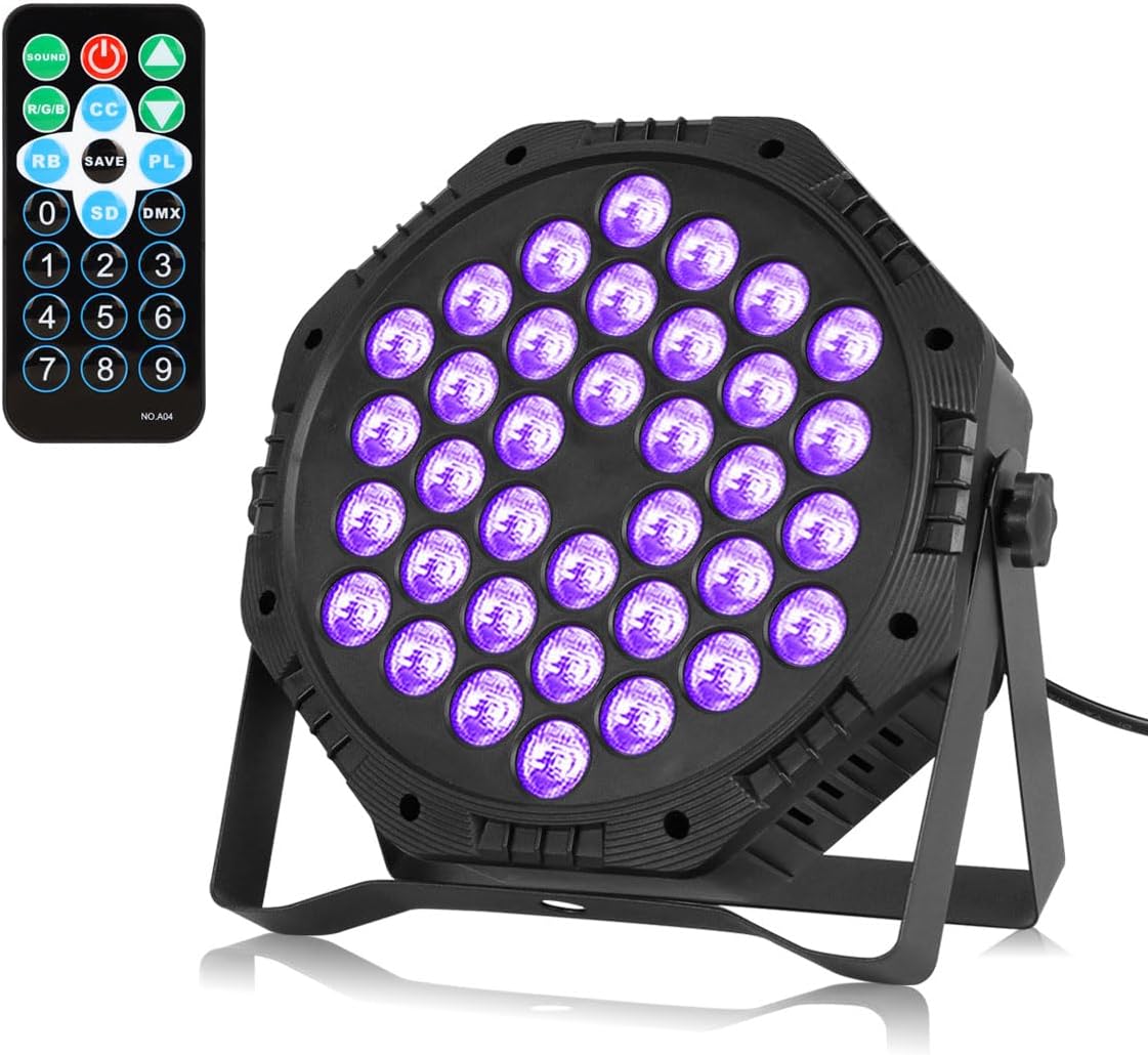 TRIXTER Luz Negra UV Escenario RGB 36x1W, Luces Par LED Activadas Por ...