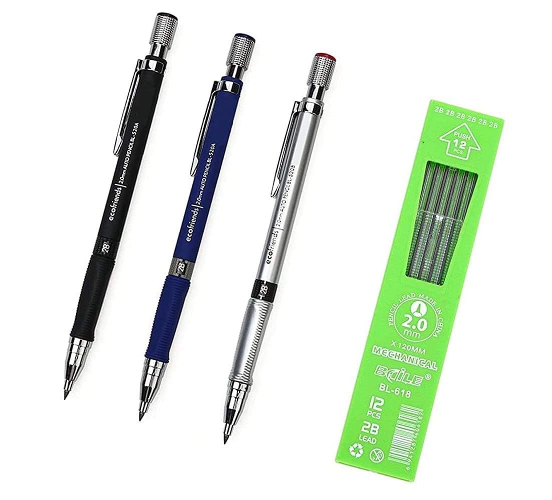 Amazon Brand - Umi 3pc Multicolored 2B Mechanical Pencil Set and 12 ...