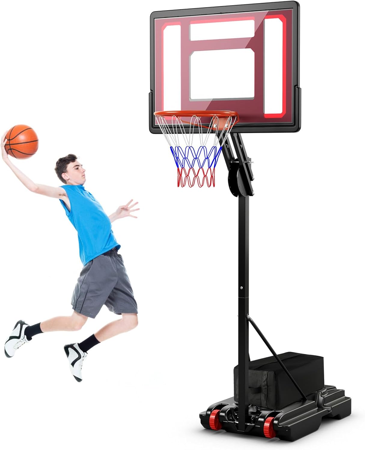 S AFSTAR Basketball Hoop, Max to 8.5 FT, 10 Adjustable Heights, 40 ...