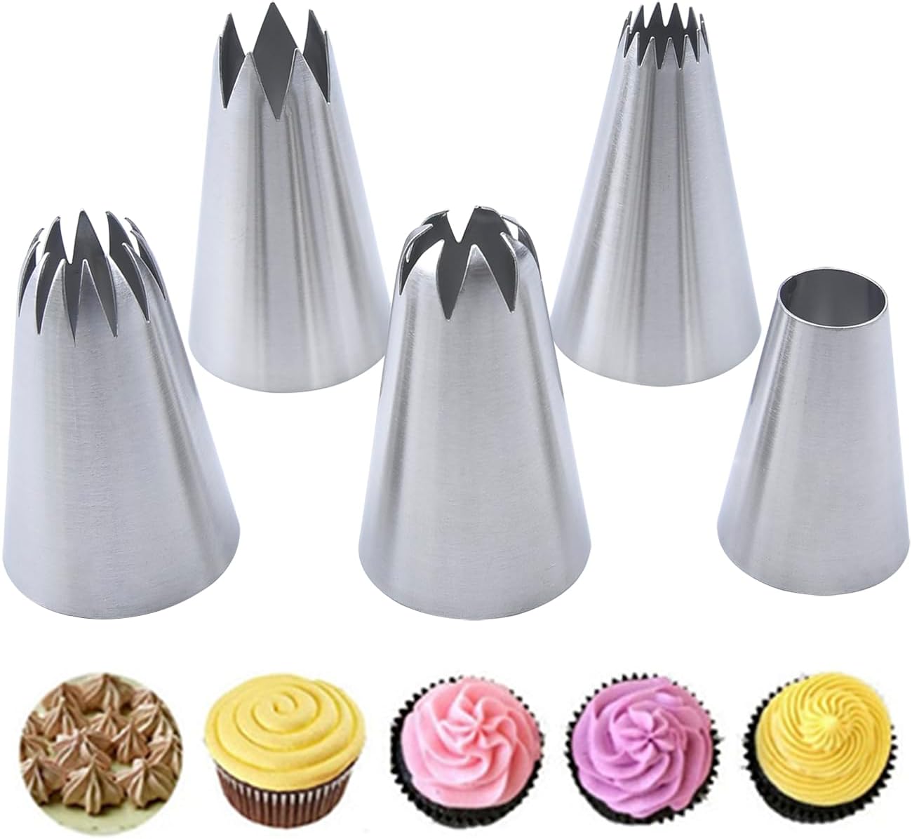 Amazon.com: abolius 5 Pcs Piping Tips, Large Piping Tips Set, Stainless ...