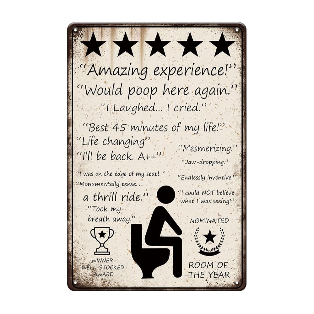 Amazon.com : YOYI ART Funny Bathroom Signs Decor - 5 Stars Would Poop ...